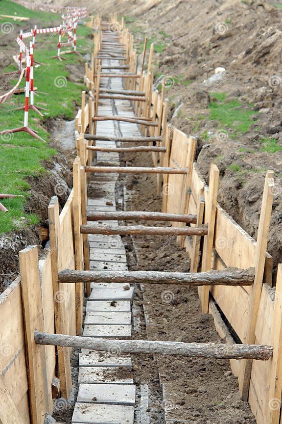 Trench stock photo. Image of pile, timber, deep, shore - 4858958