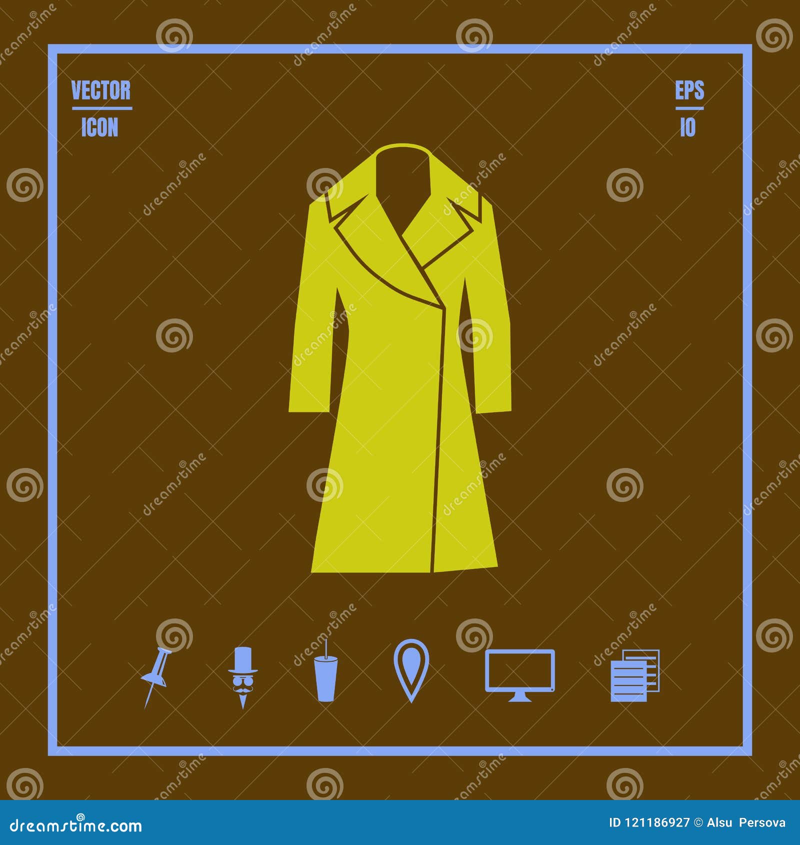 Trench coat vector icon stock vector. Illustration of clothes - 121186927