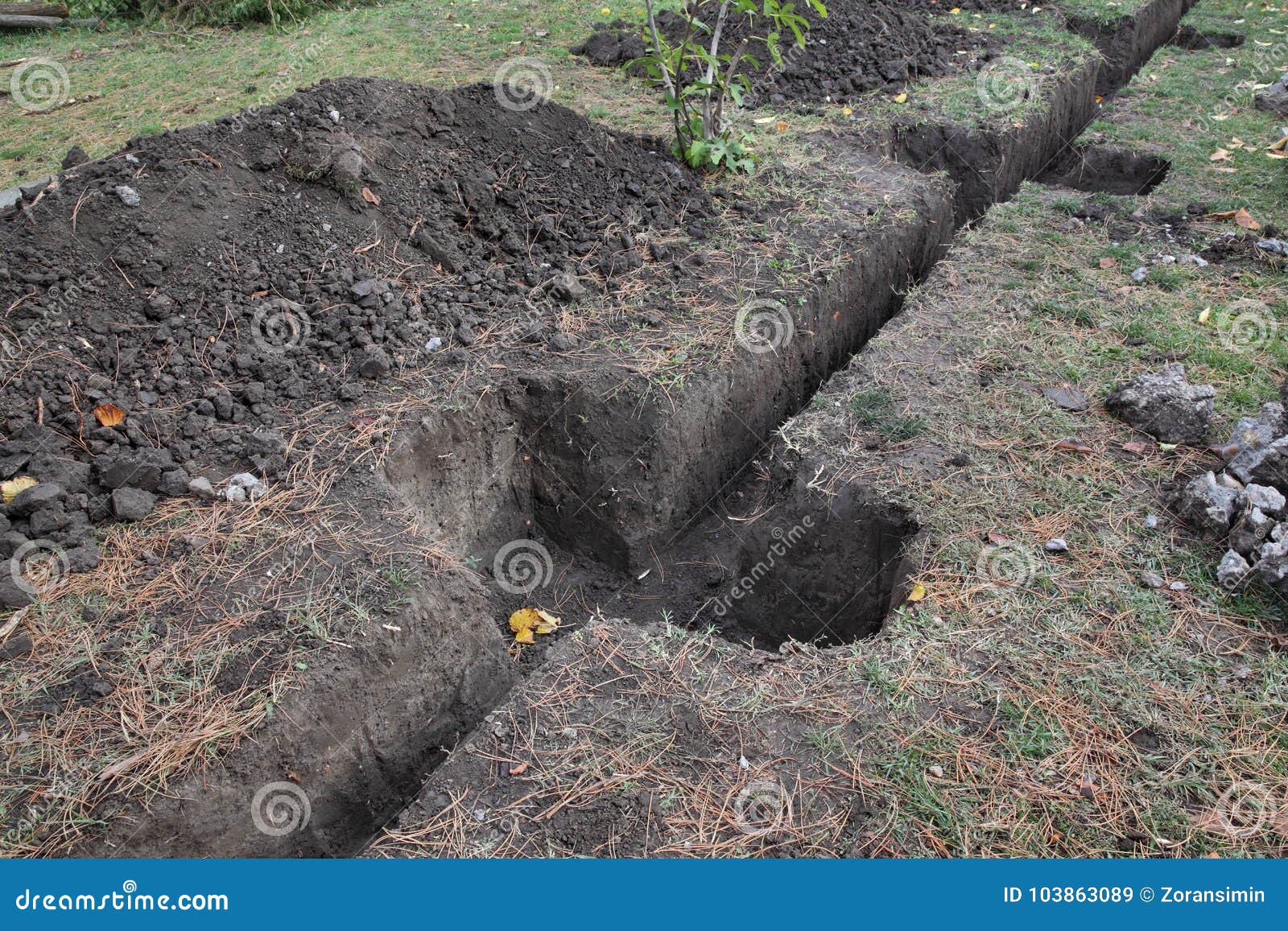 Trench for Wall Foundation at Construction Site Stock Image - Image of ...
