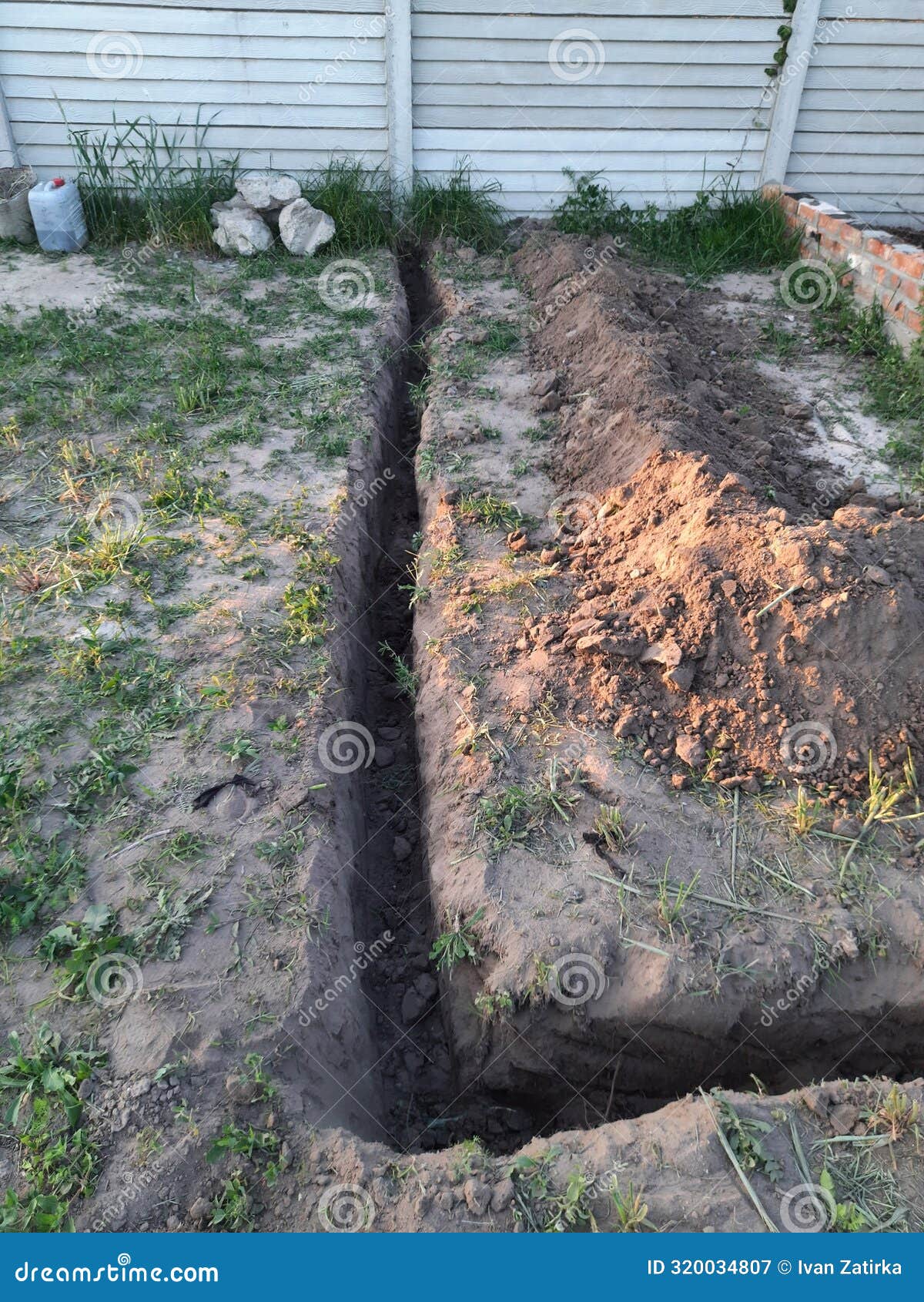 A Trench Dug in the Ground for Laying Irrigation. Stock Image - Image ...