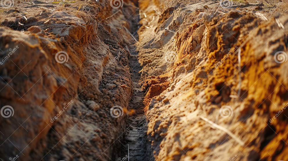 A Trench Dug into the Ground, Suitable for Construction Projects Stock ...