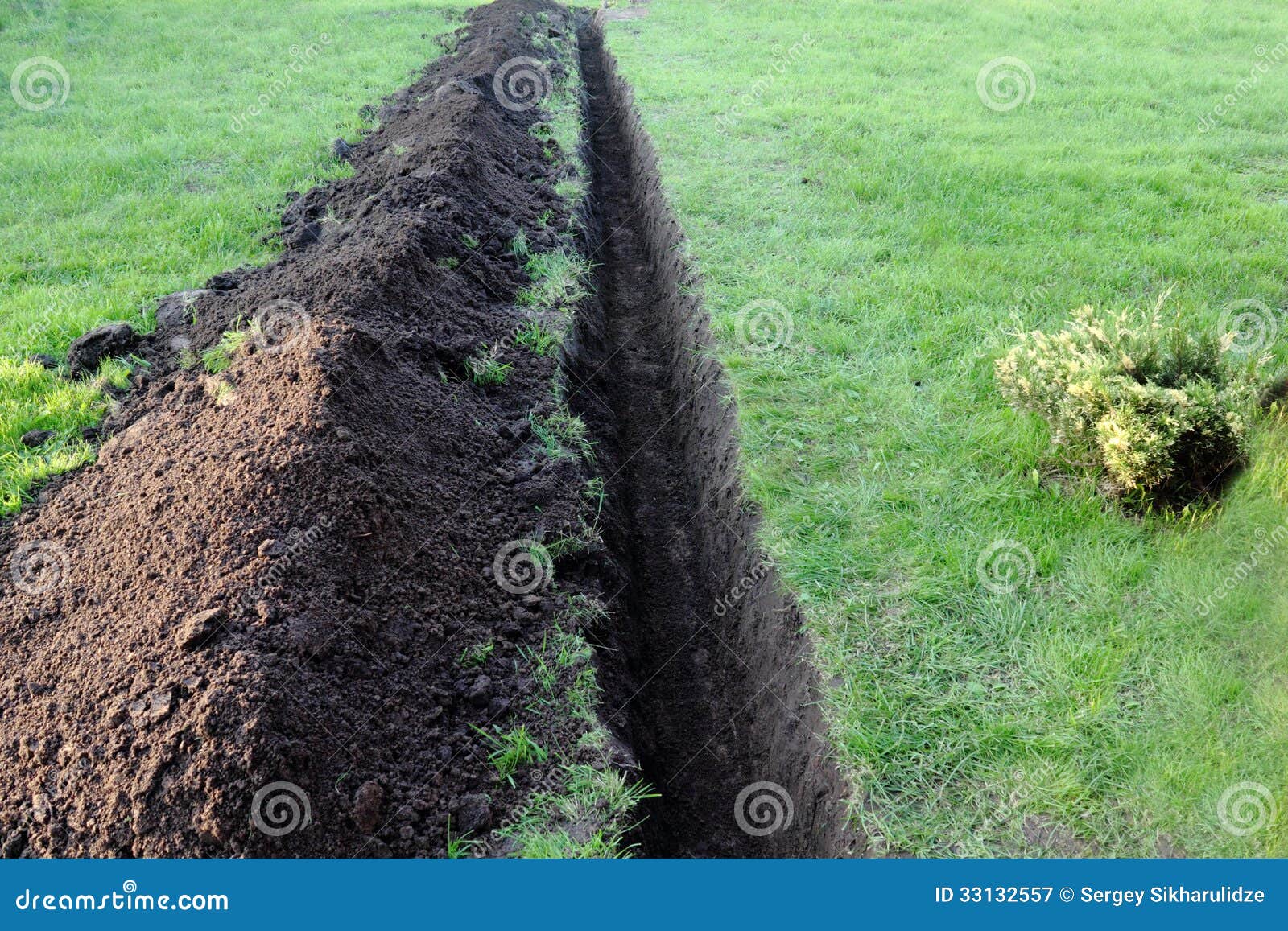Trench in the ground stock image. Image of earth, canal - 33132557