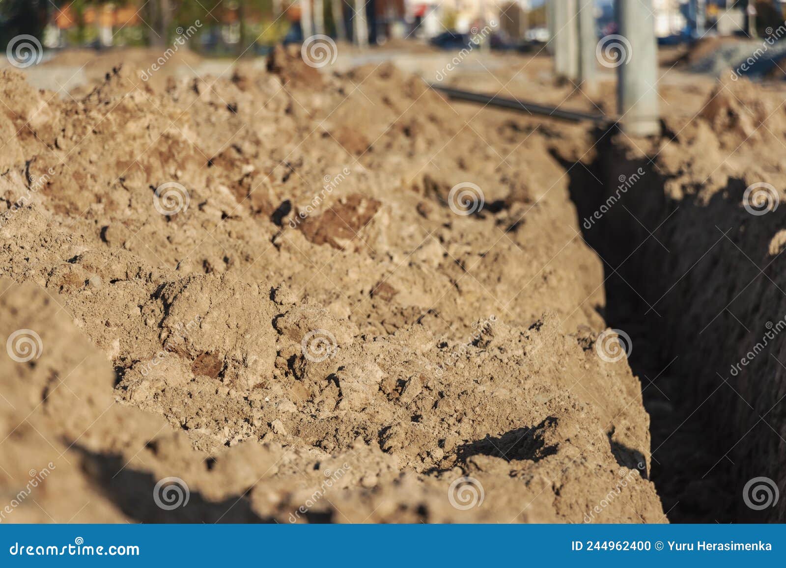 A Trench in the Ground Prepared for Laying the Electrical Cable at the ...