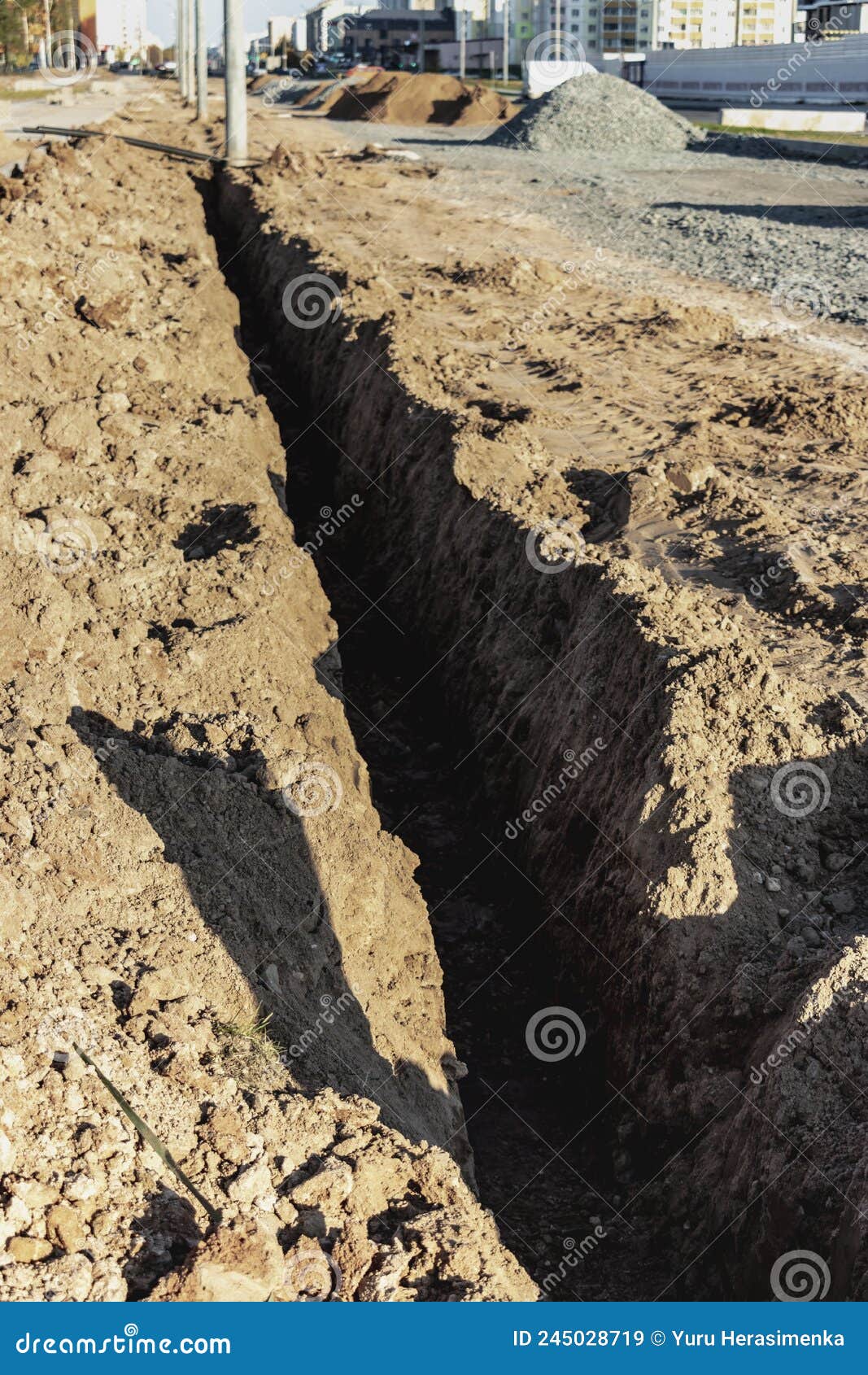 A Trench in the Ground Prepared for Laying the Electrical Cable at the ...