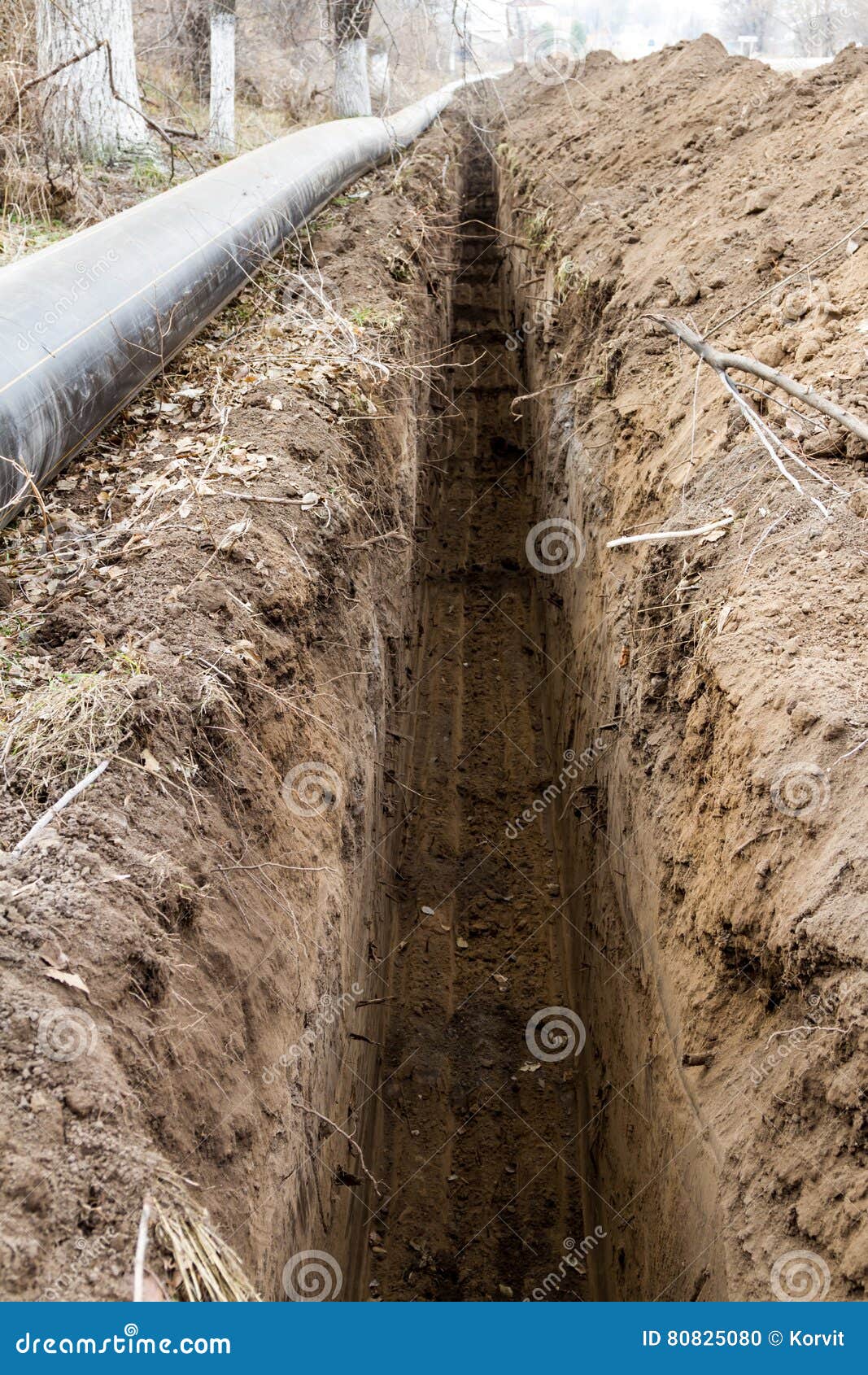 Trench laying pipe stock photo. Image of line, plastic - 80825080