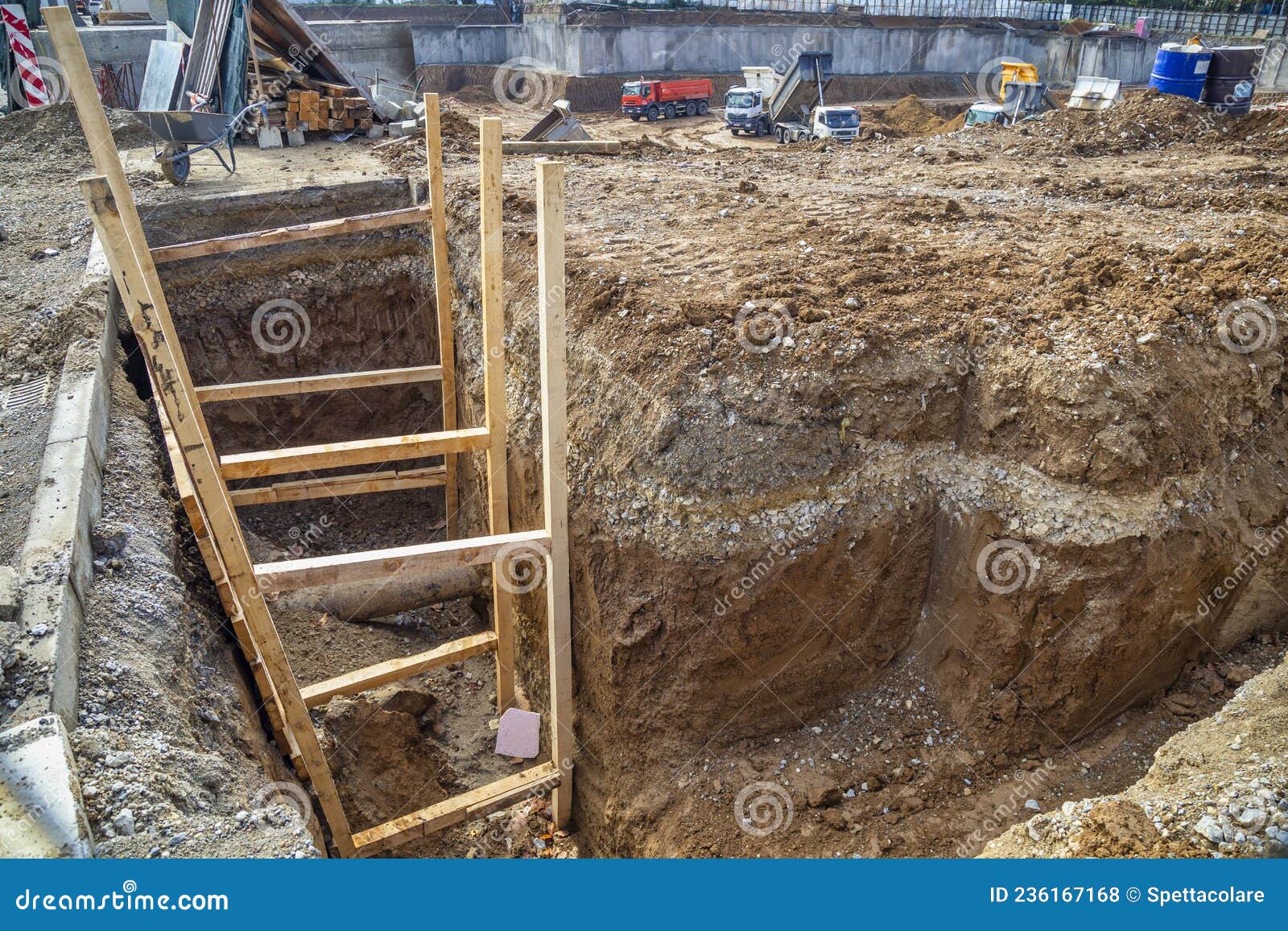 Trench and Pit for Construction Stock Photo - Image of concrete ...