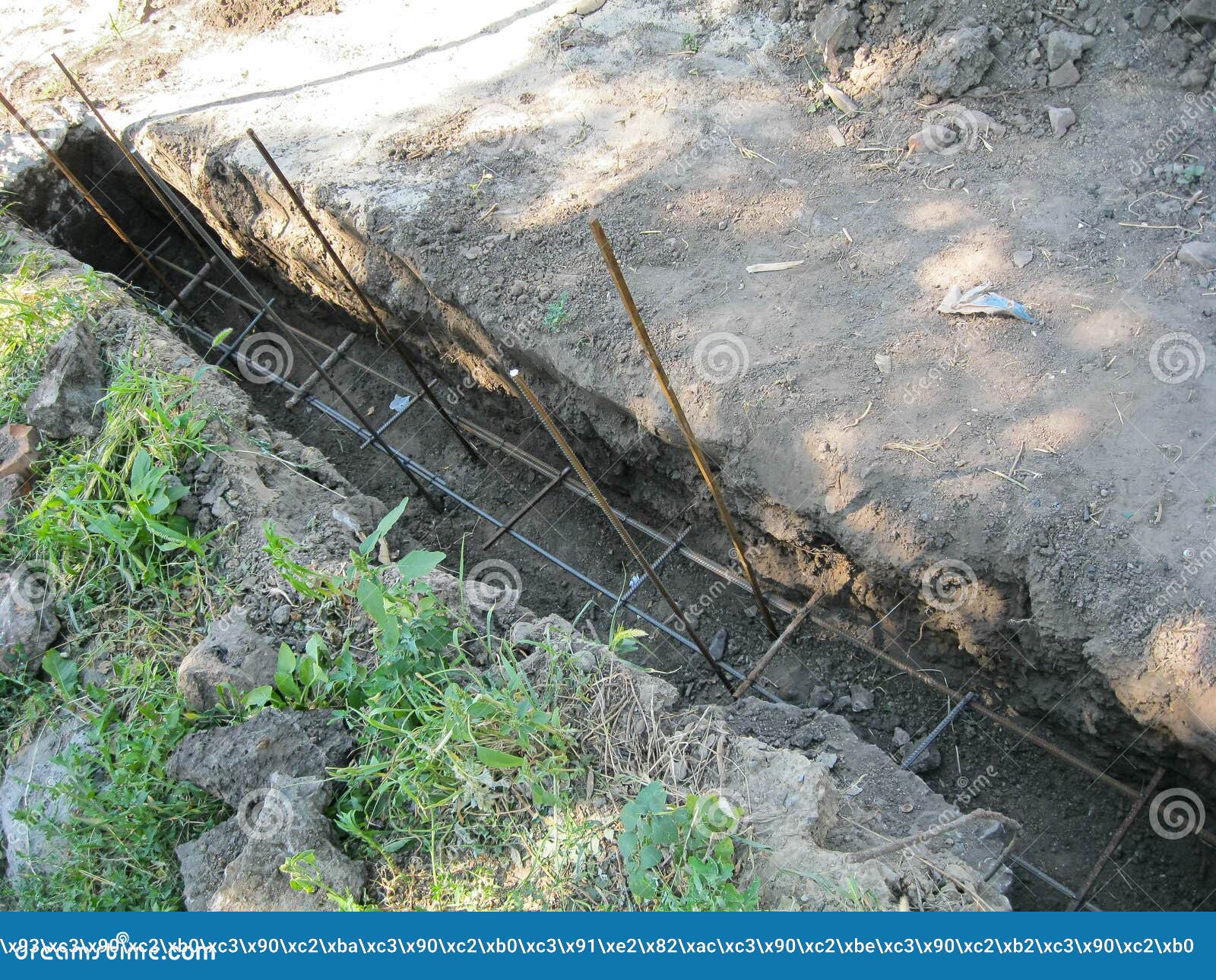 Trench Under the Foundation for the Construction of the Fence. Close-up ...