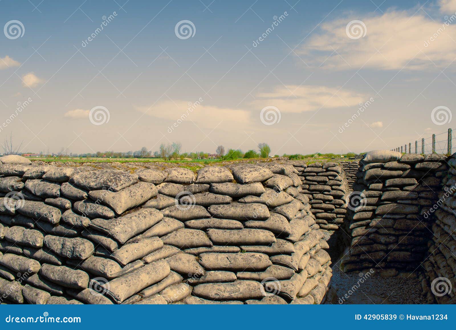 The Trenches of World War One Sandbags in Belgium Stock Image - Image ...