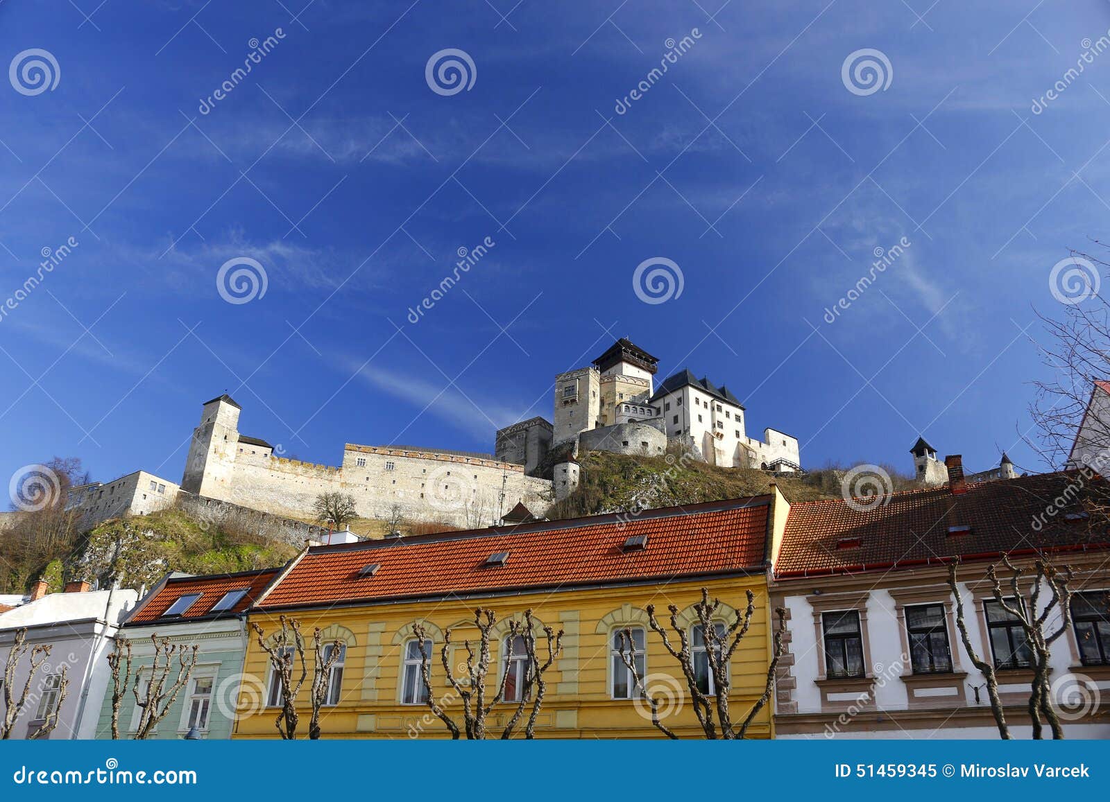 Trencin city castle stock image. Image of green, fort - 51459345