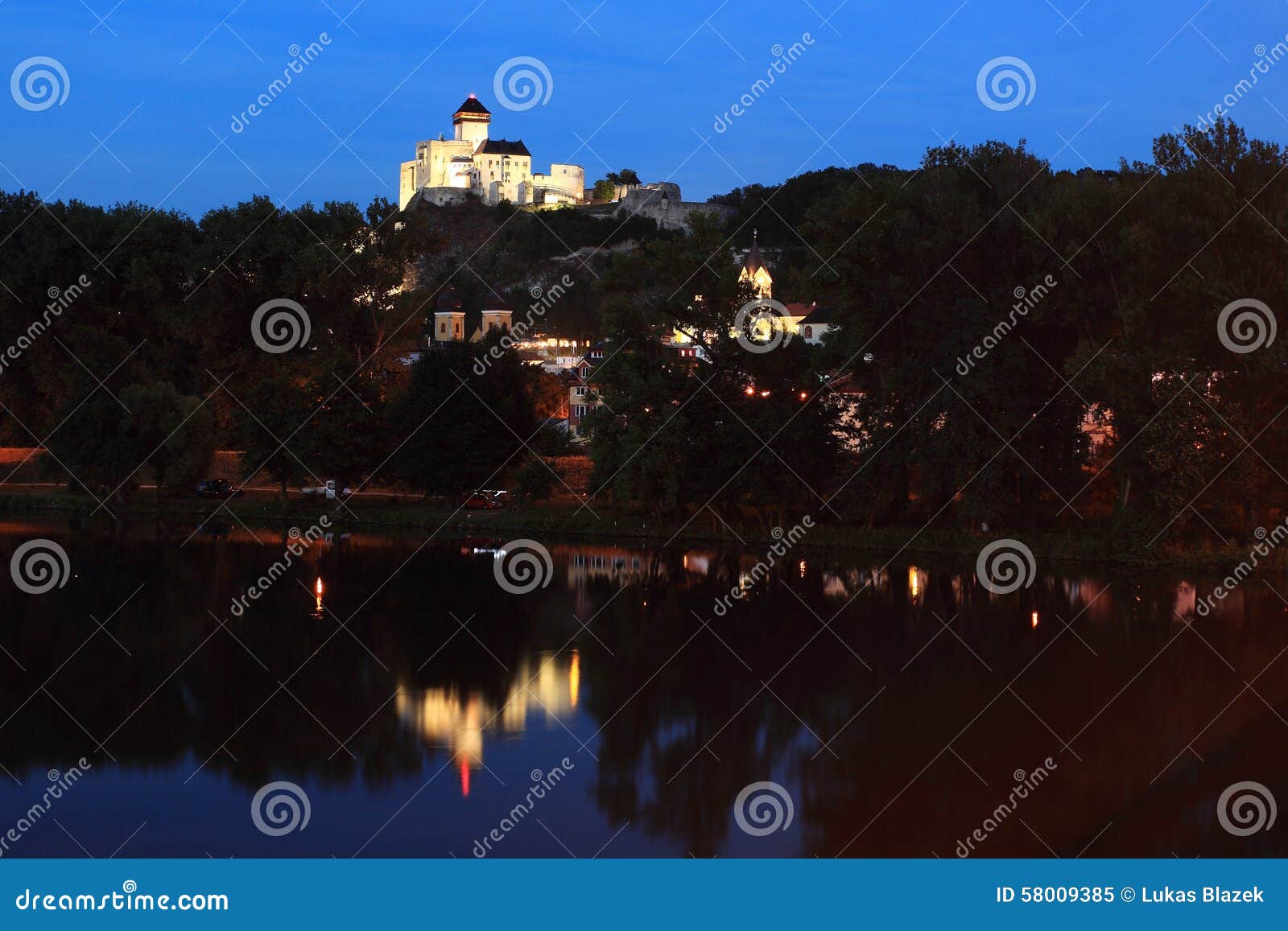 Trencin at sunset stock image. Image of sunset, trencin - 58009385