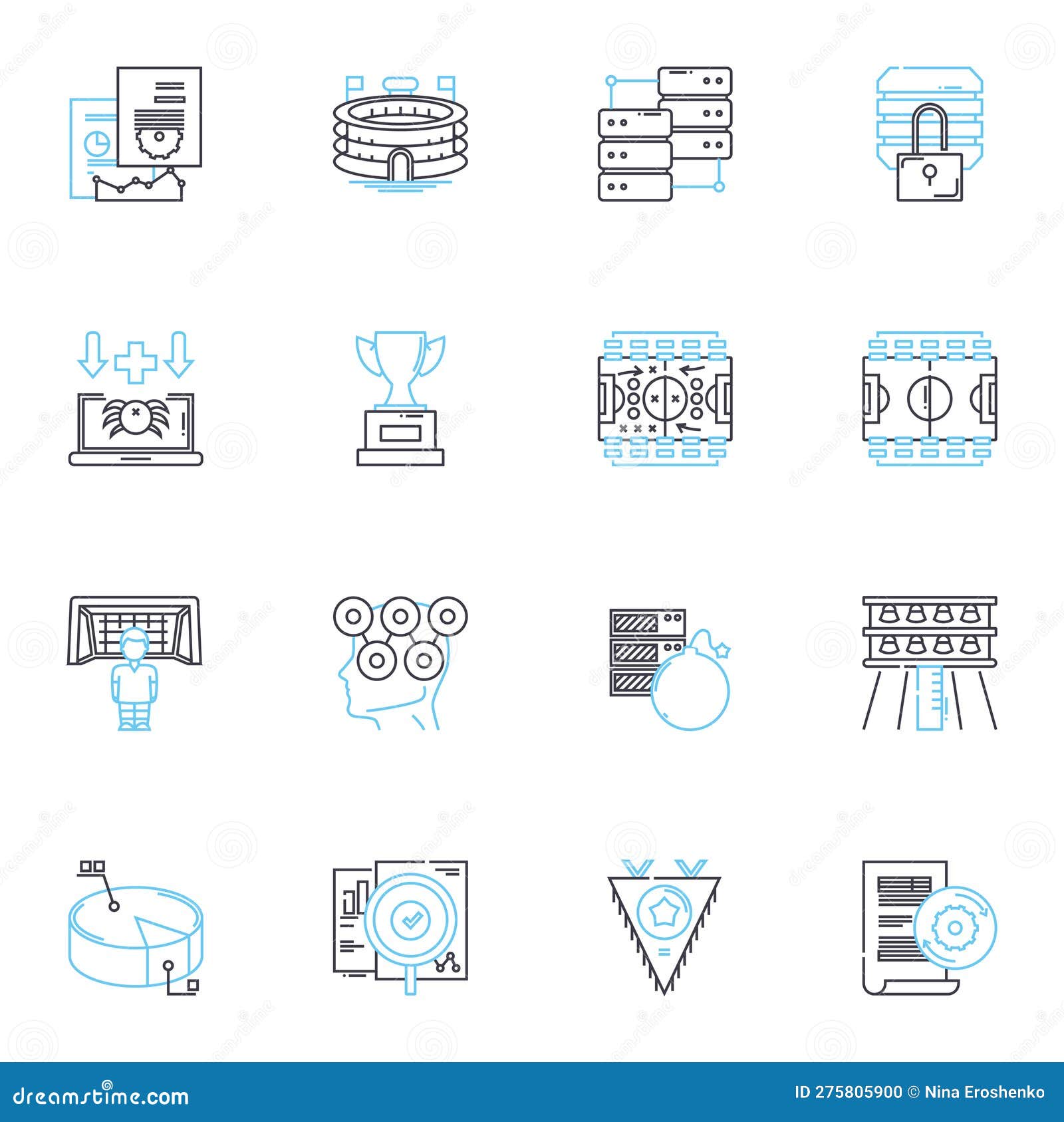 Trend Analysis Linear Icons Set Forecasting Detection Monitoring Analytics Predictive