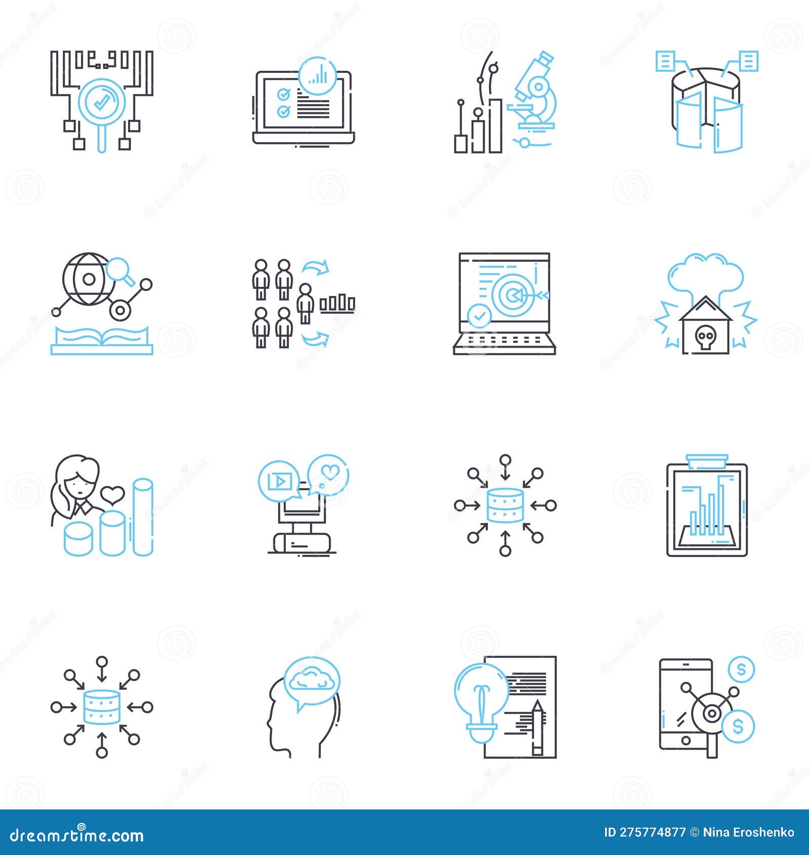 Trend Analysis Linear Icons Set. Forecasting, Prediction, Insights ...