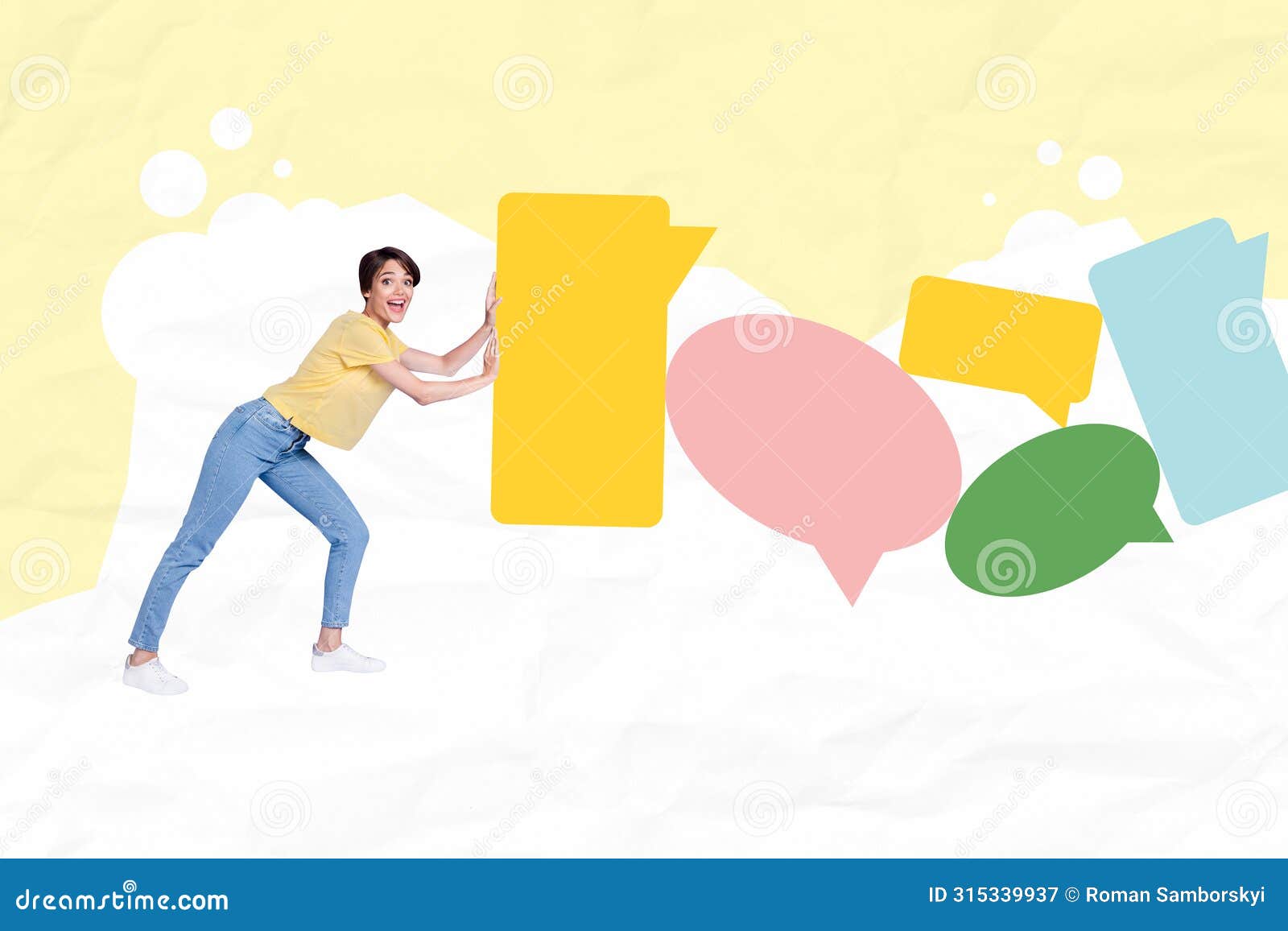 Trend Artwork Composite Photo Collage of Silhouette Young Strong Lady ...