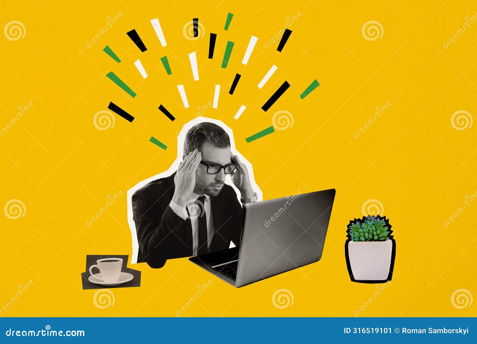 Trend Artwork Composite Sketch Image Collage of Silhouette Young Man ...