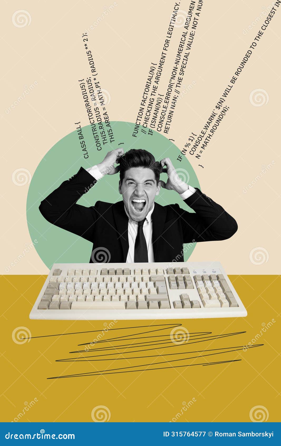 Trend Artwork Composite Sketch Image 3D Photo Collage of Burnout Office ...