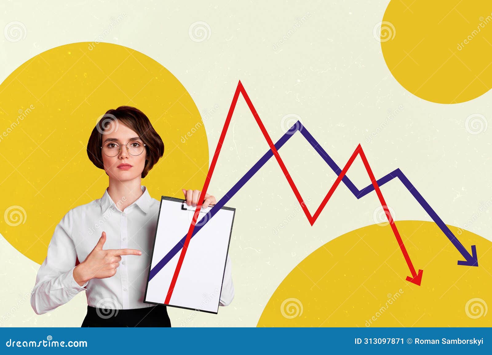 Trend Artwork Composite Sketch Image 3D Photo Collage of Young Business Lady Finger Show ...