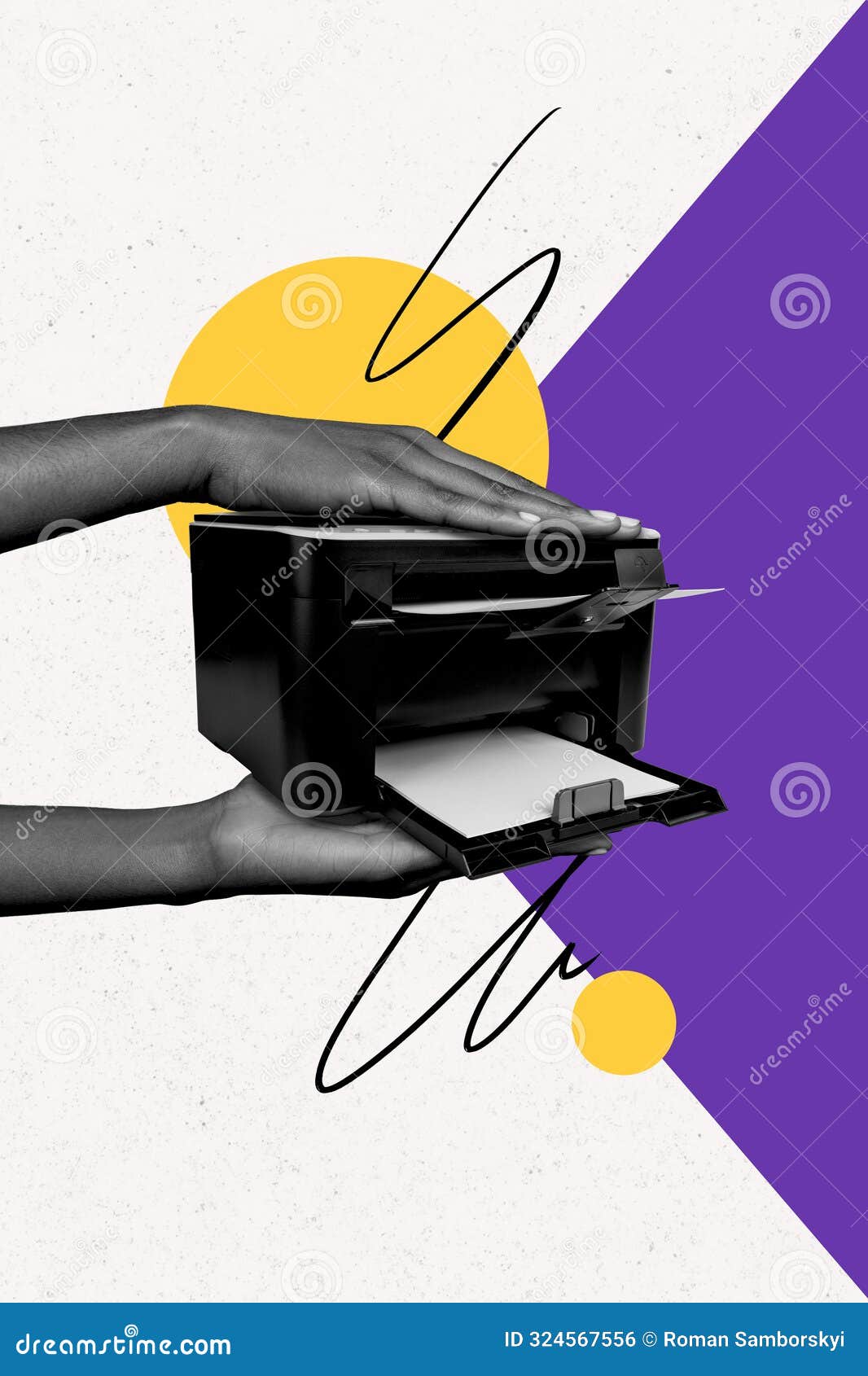 Trend Artwork Composite Sketch Image Photo Collage of Workspace Office ...