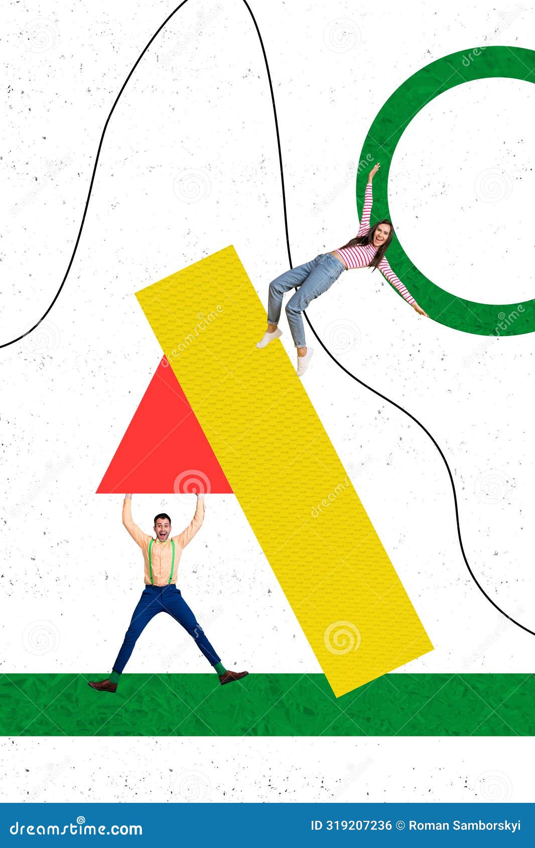 Trend Artwork Image Collage of Work Space Geometry Figure Elements ...