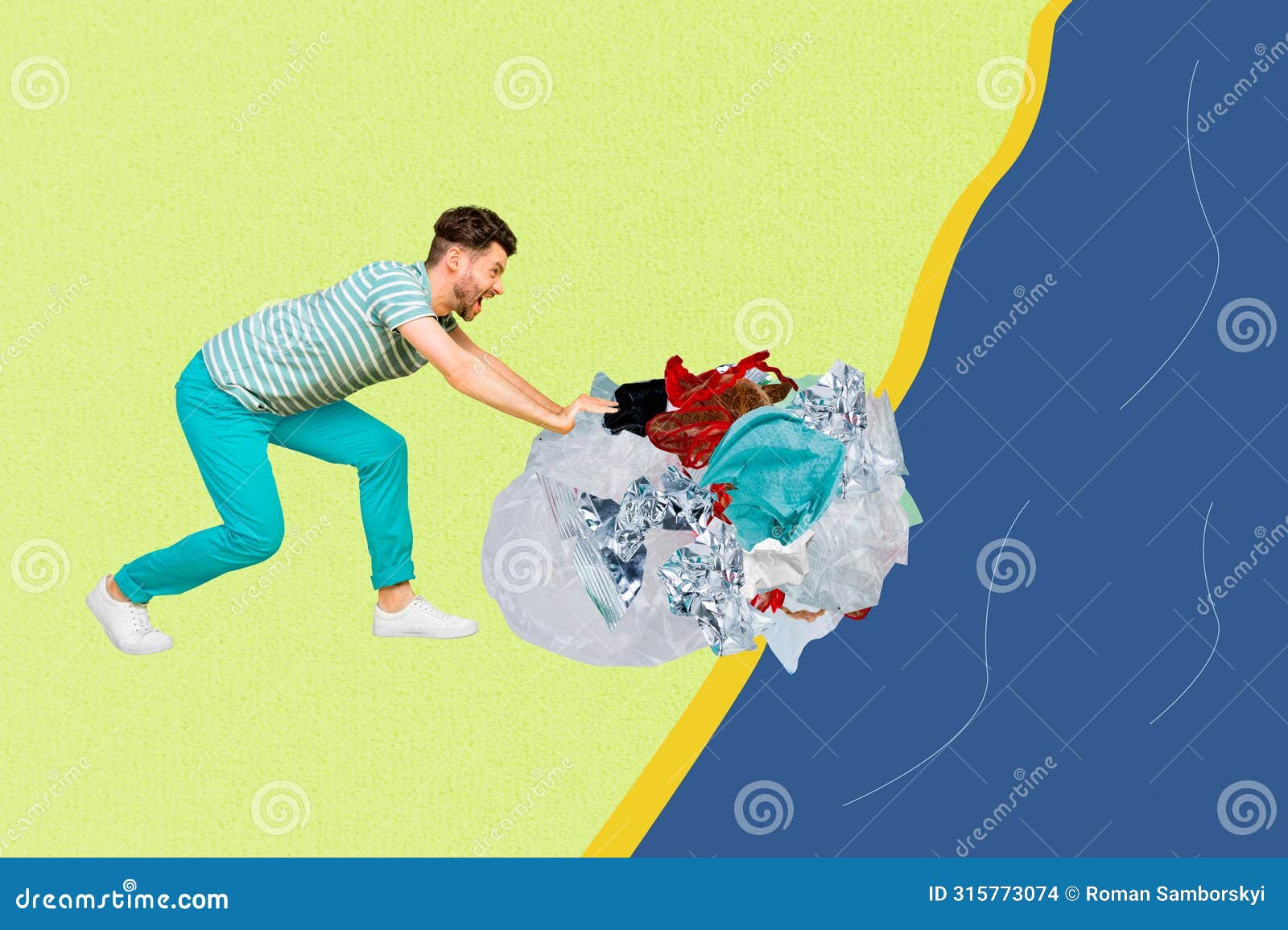 Trend Artwork Image Composite Photo Collage of Global Warming Young Man ...