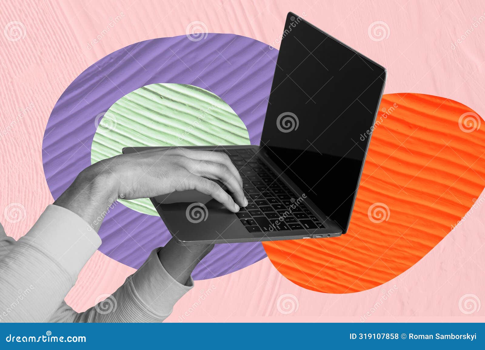 Trend Artwork Image Composite Photo Collage of Workspace Hand Hold ...