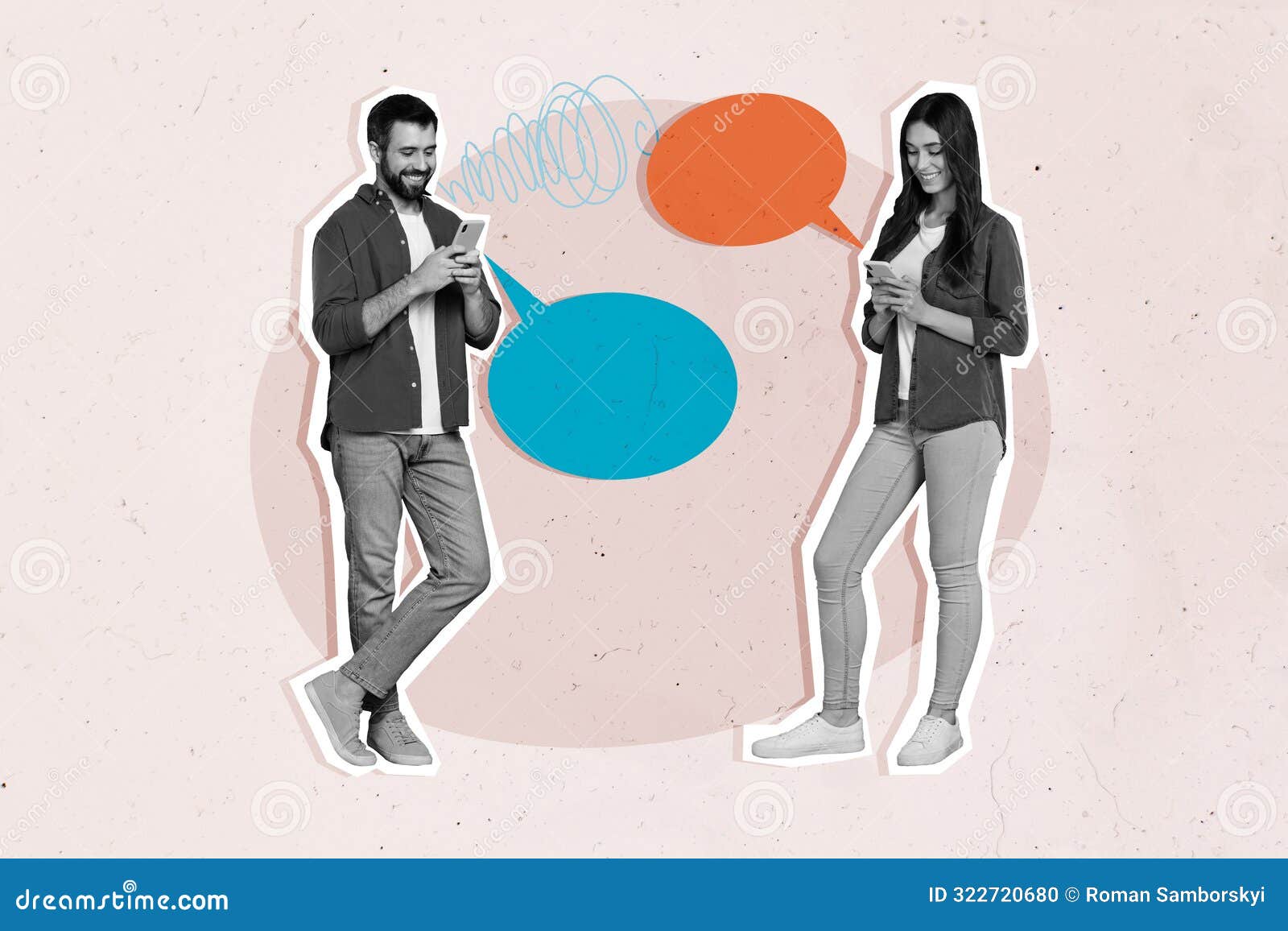 Trend Artwork Sketch Composite Collage of Speech Cloud Dialog Chatting ...