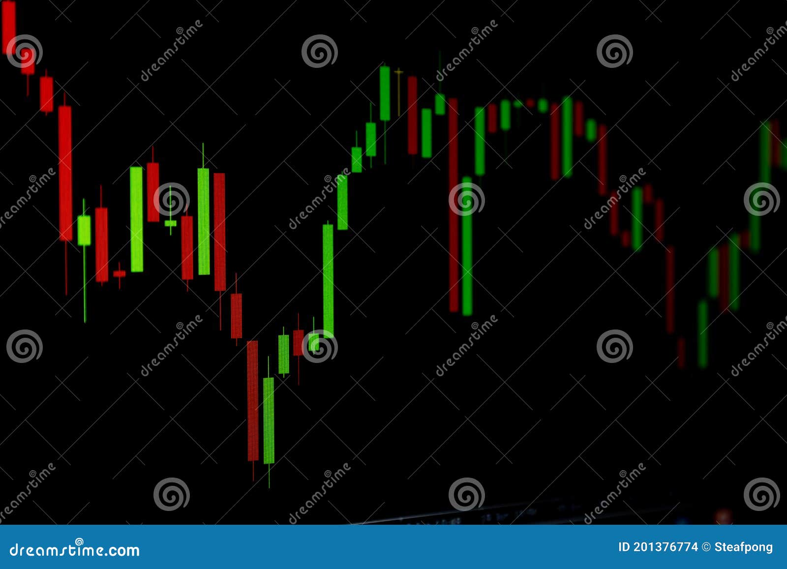 Trend Changing of Stock Chart or Forex Chart on Black Background Stock ...