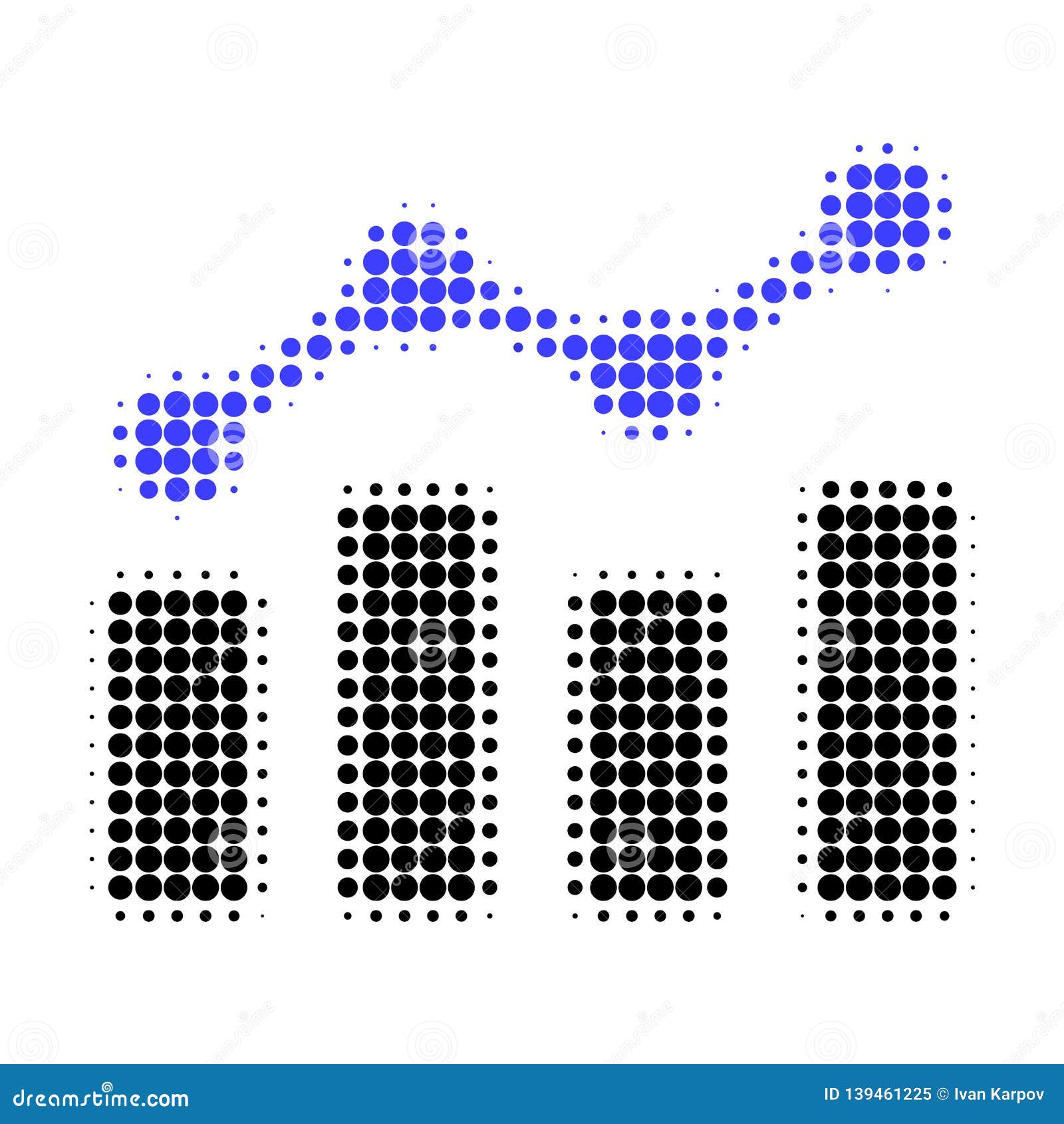 Trend Chart Halftone Dotted Icon Stock Vector - Illustration of diagram ...