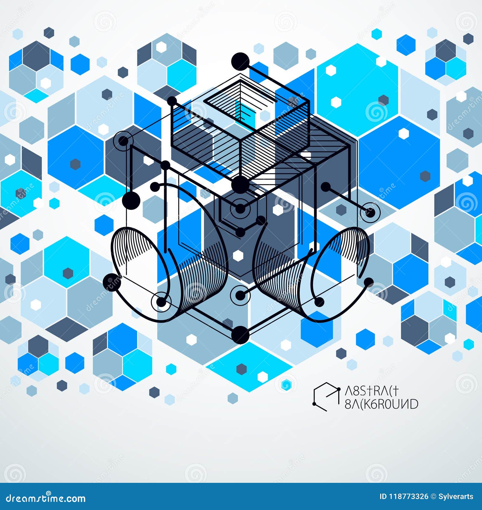 Trend Isometric Geometric Pattern Blue Background with Bright Bl Stock ...