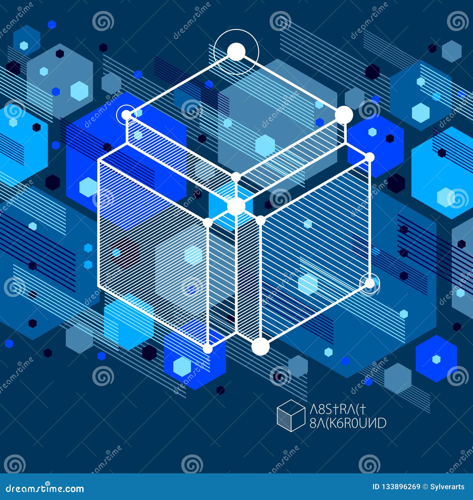 Black block with blue blocks coming out background - milogogo