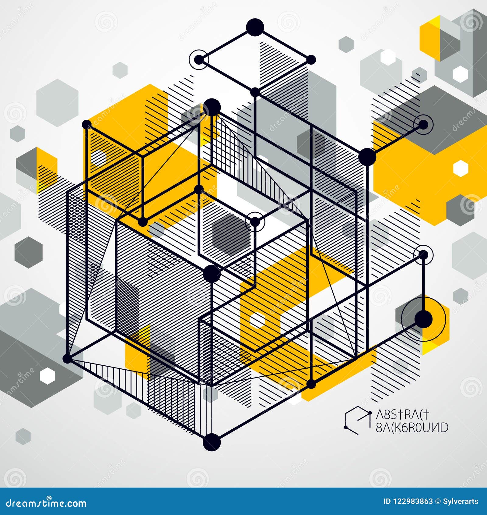 Trend Isometric Geometric Pattern Yellow Background with Bright Stock ...