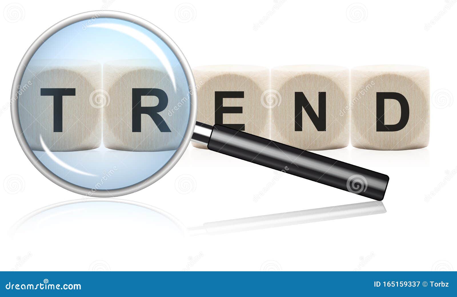 Trend - Magnifying Glass Enlarges Word TREND Stock Illustration ...