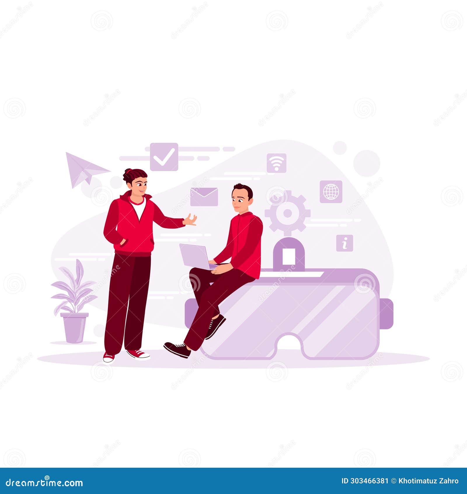 Two Computer Science Engineer Wearing Virtual Reality Headset Works ...