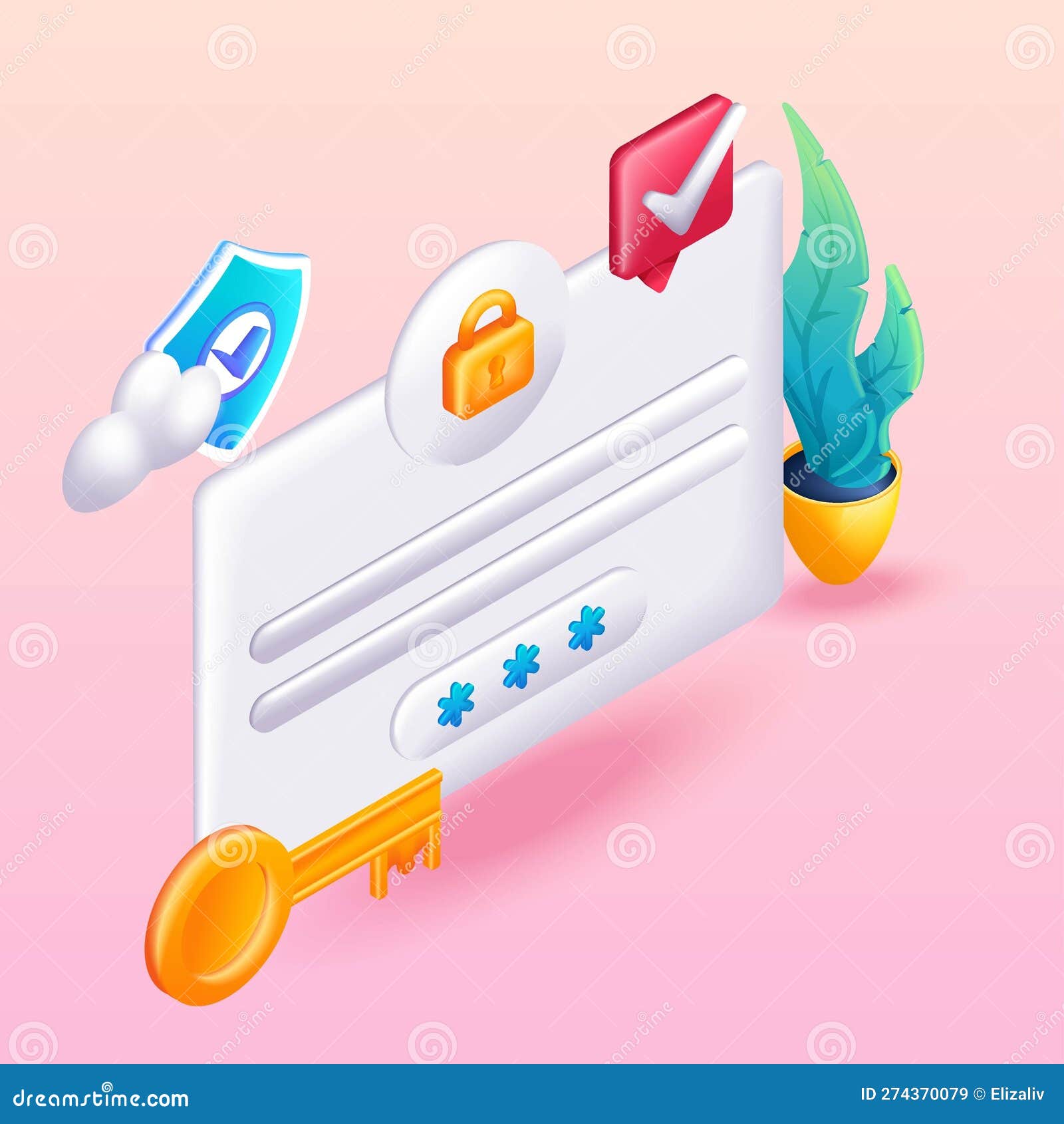 Trending 3D Isometric, Cartoon Illustration. Security of Personal Data ...