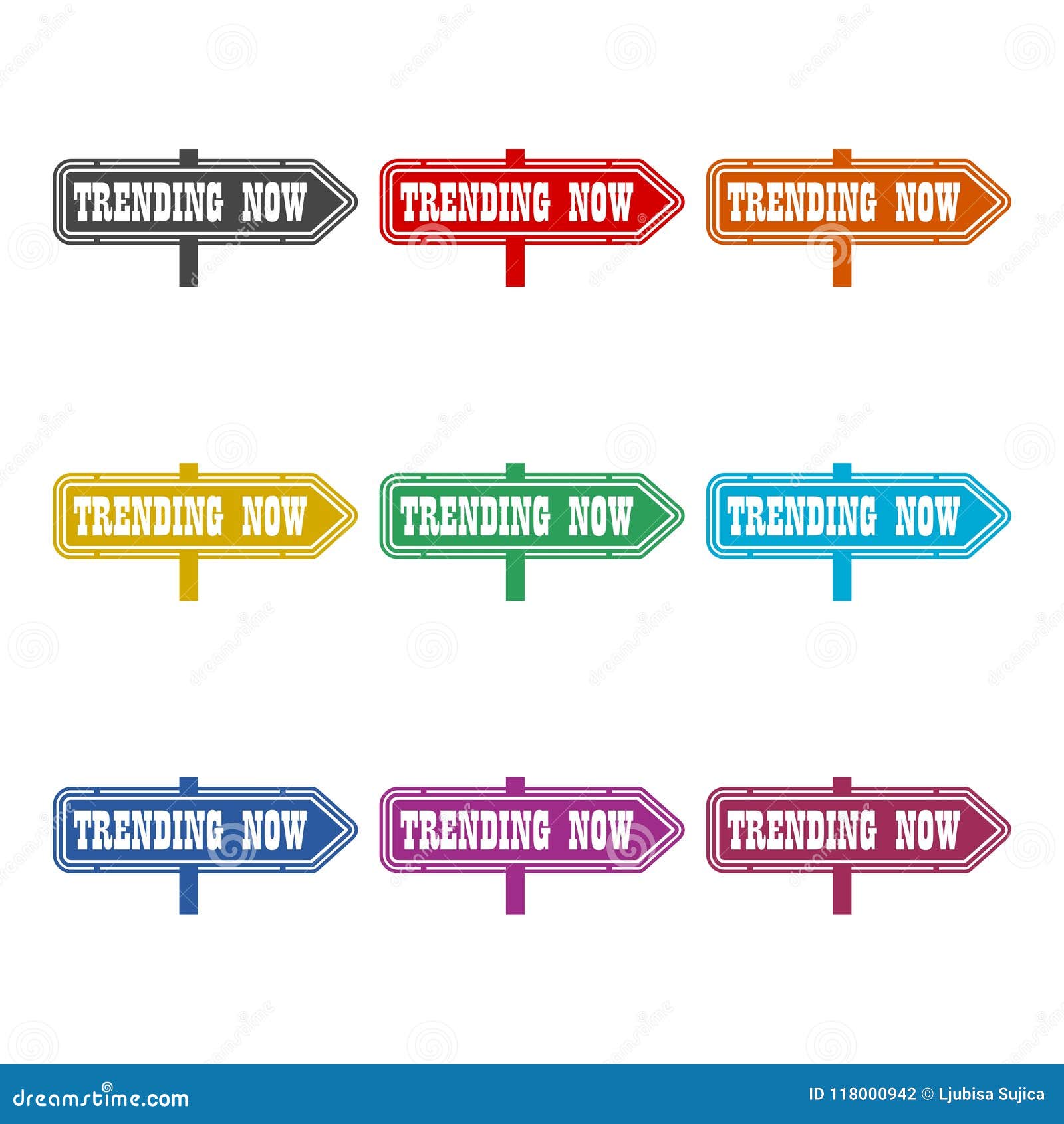 Trending Now Icon, Color Icons Set Stock Vector - Illustration of ...