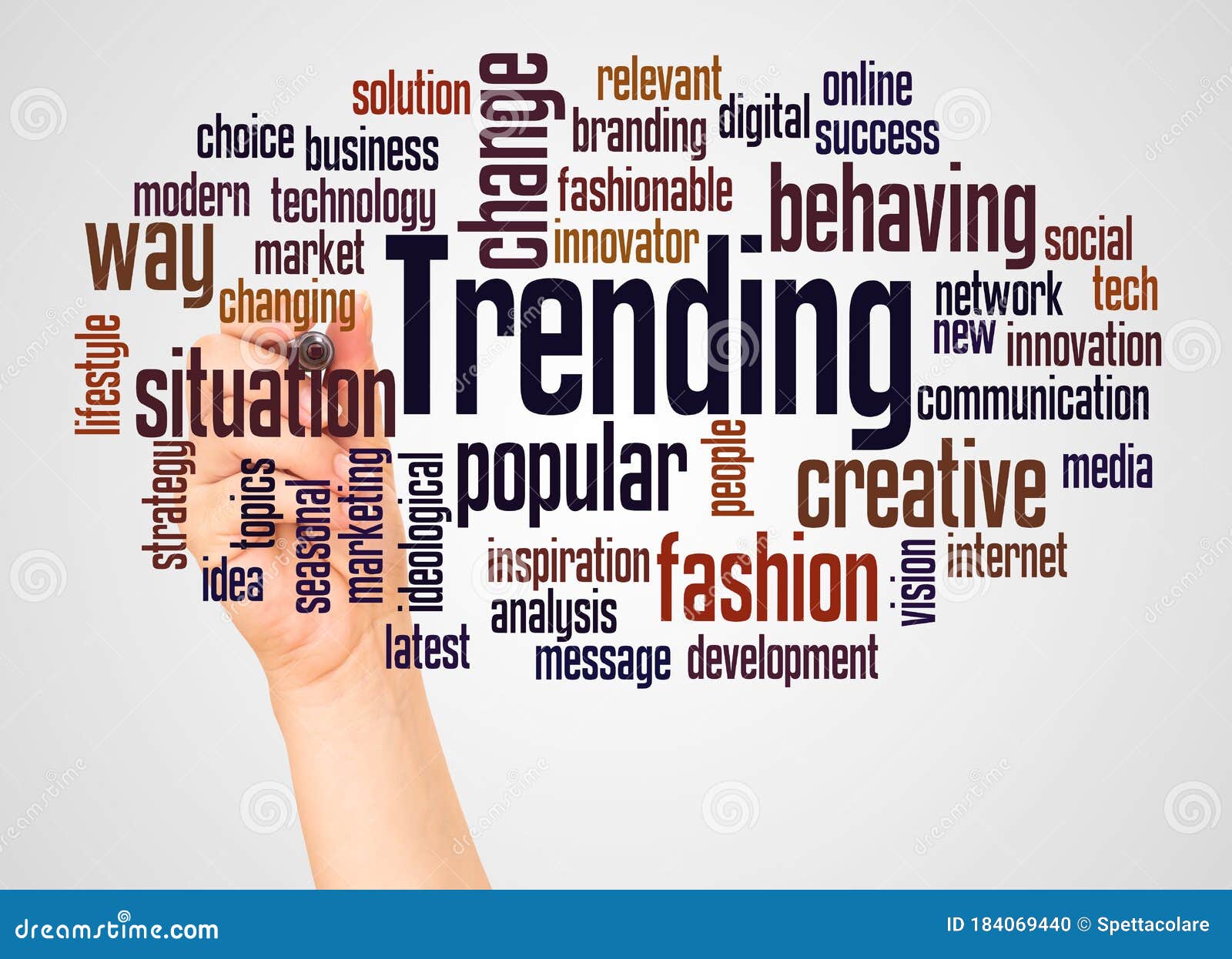 Trending Word Cloud and Hand with Marker Concept Stock Photo - Image of ...