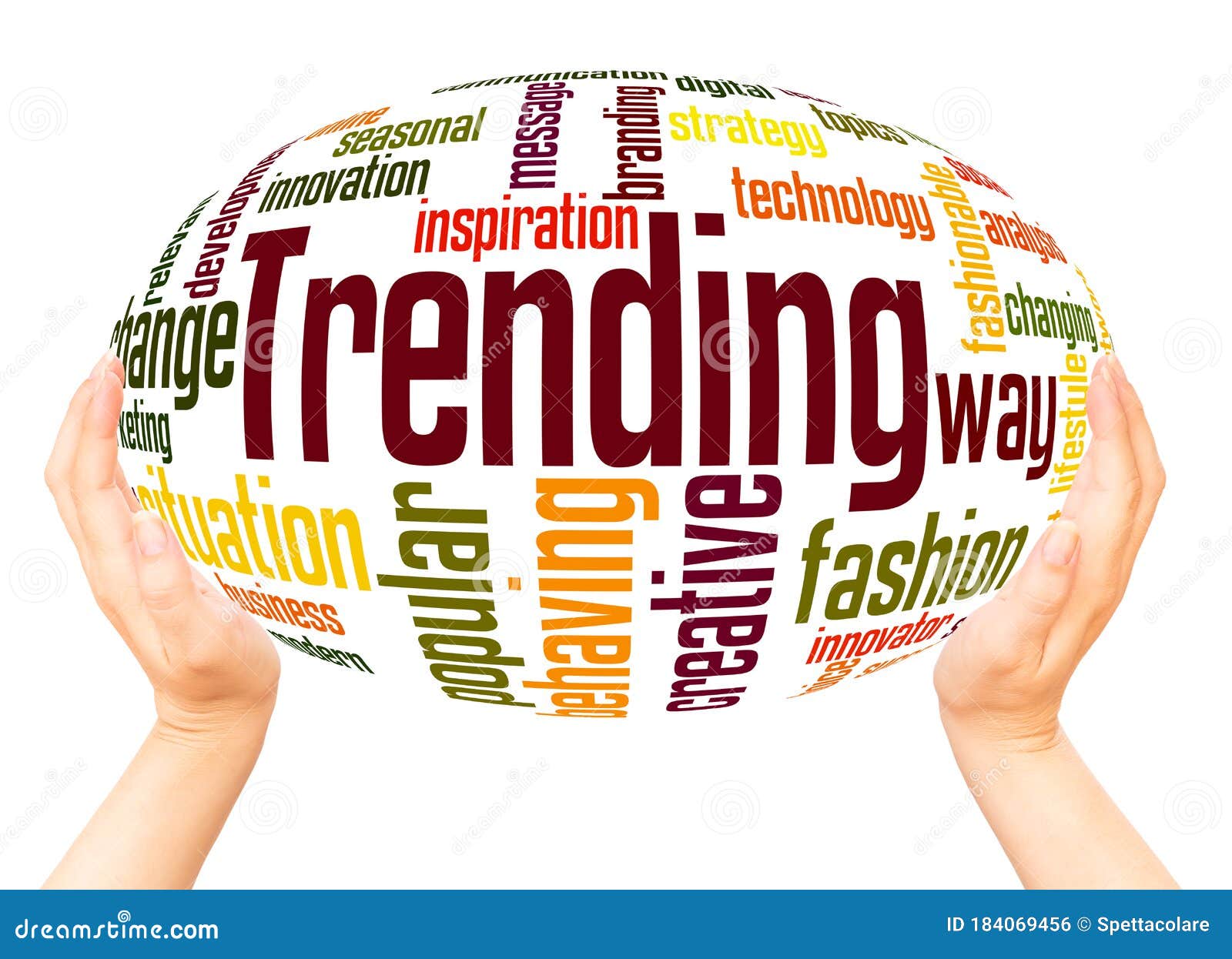 Trending Word Hand Sphere Cloud Concept Stock Photo - Image of popular ...
