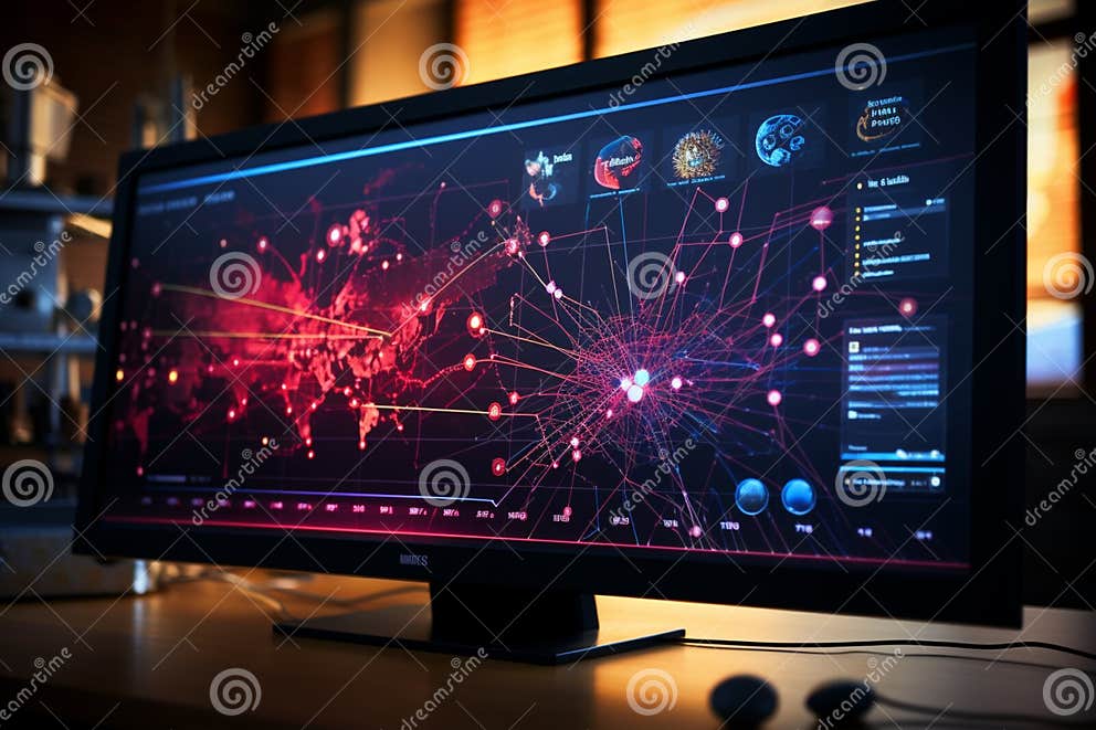 Trending Workplace Computer Monitor is Displaying an Abstract Stock ...