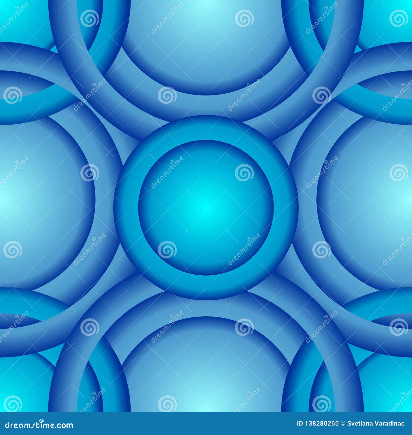 Trendly Seamless 3D Blue Pattern with Circles. Stock Vector ...