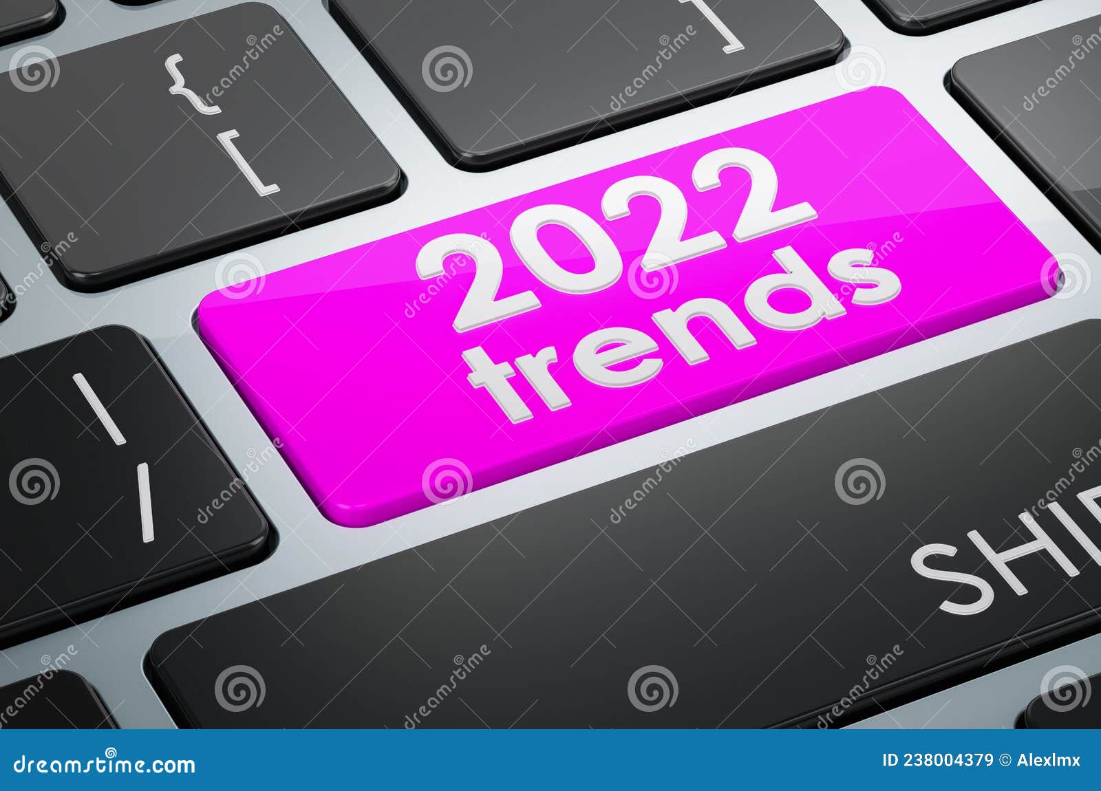 2022 Trends Button on Keyboard, 3D Rendering Stock Illustration ...