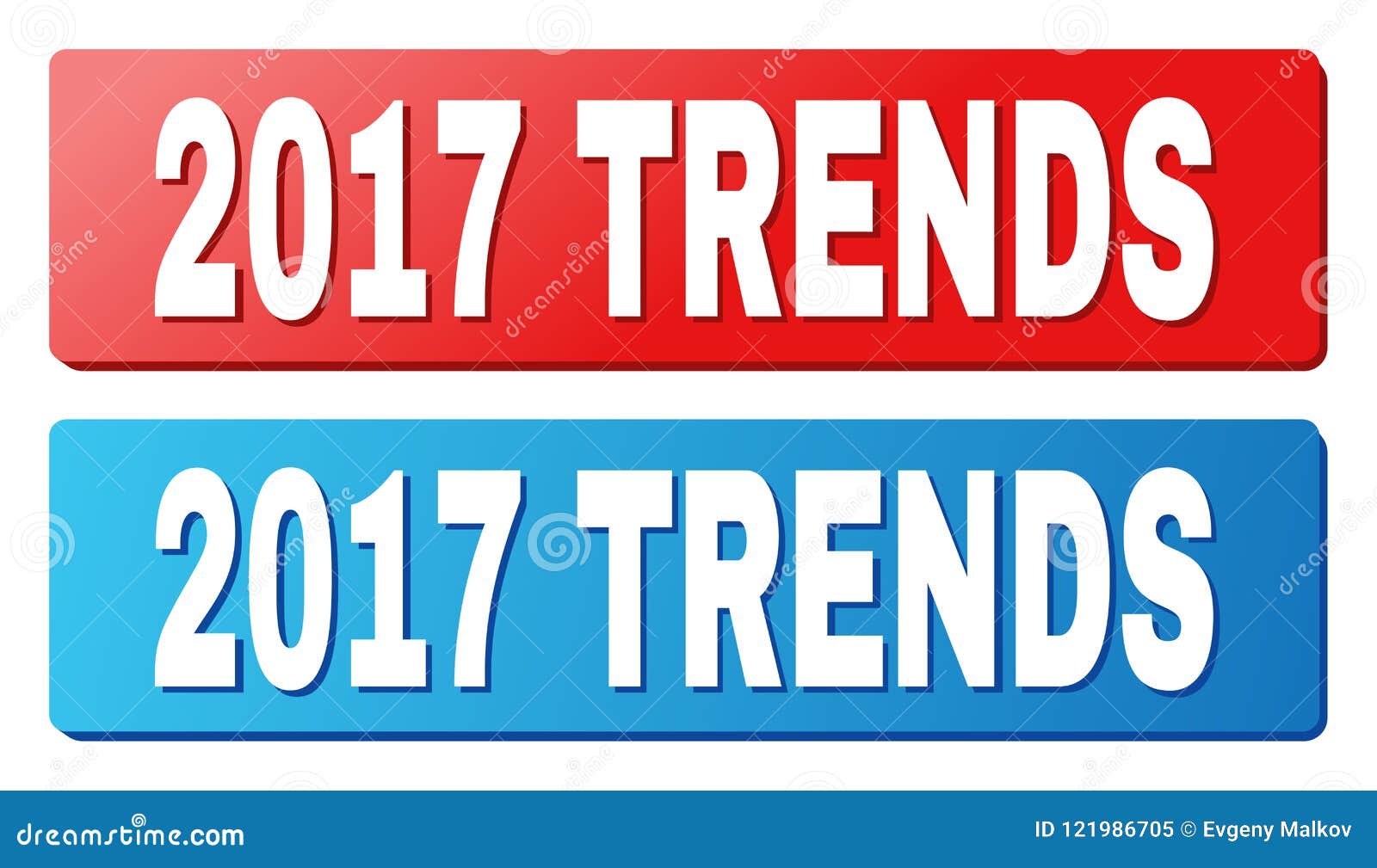 2017 TRENDS Caption on Blue and Red Rectangle Buttons Stock Vector ...