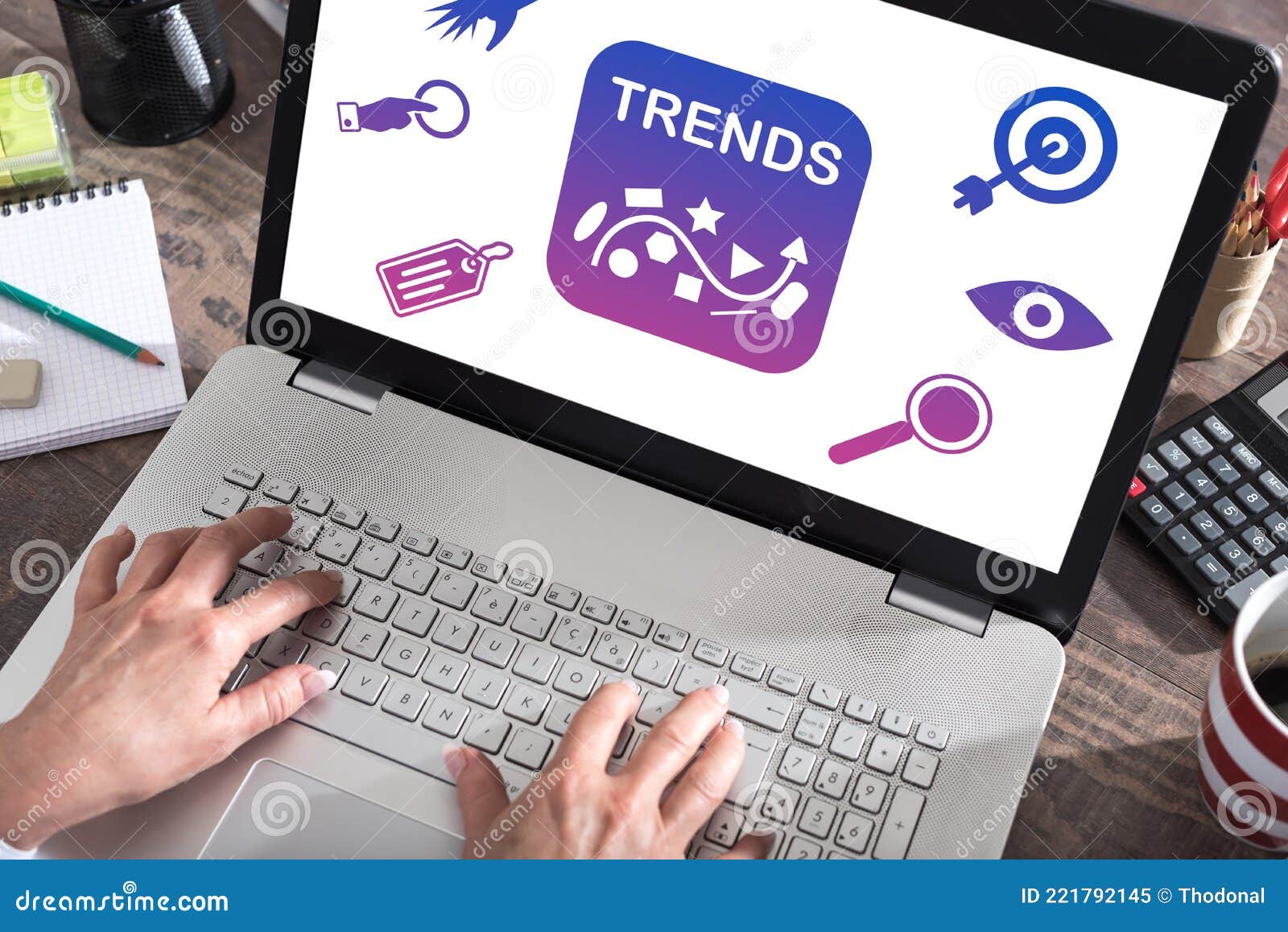 Trends Concept on a Laptop Screen Stock Image - Image of success ...