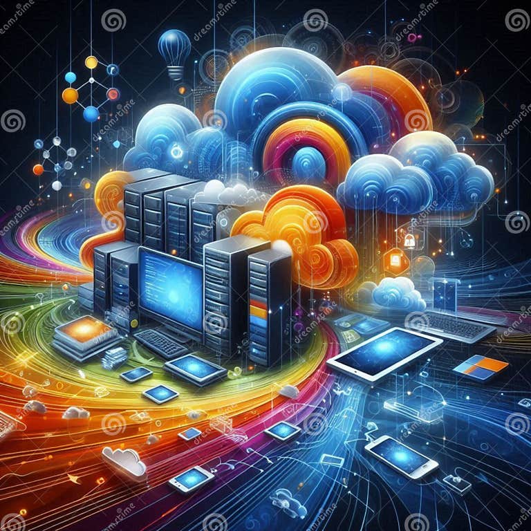 Trends: Exploring the Power of Cloud Computing Synergy. Stock Illustration - Illustration of ...
