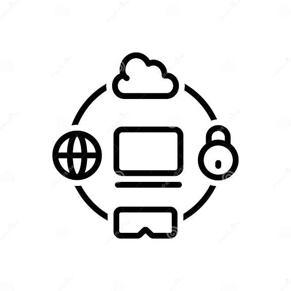 Black Line Icon for Trends, Tendency and Technology Stock Vector ...