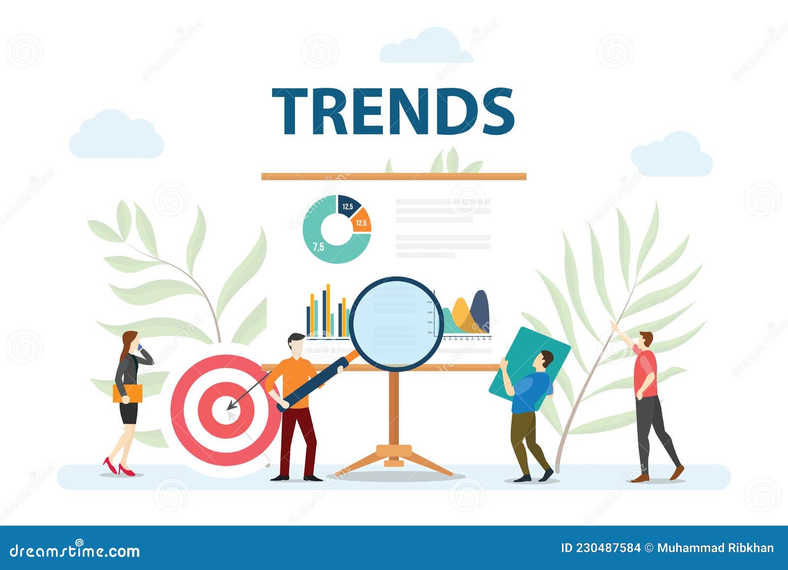 Trends Market Forecasting People Analyze Data from Graph and Chart with ...