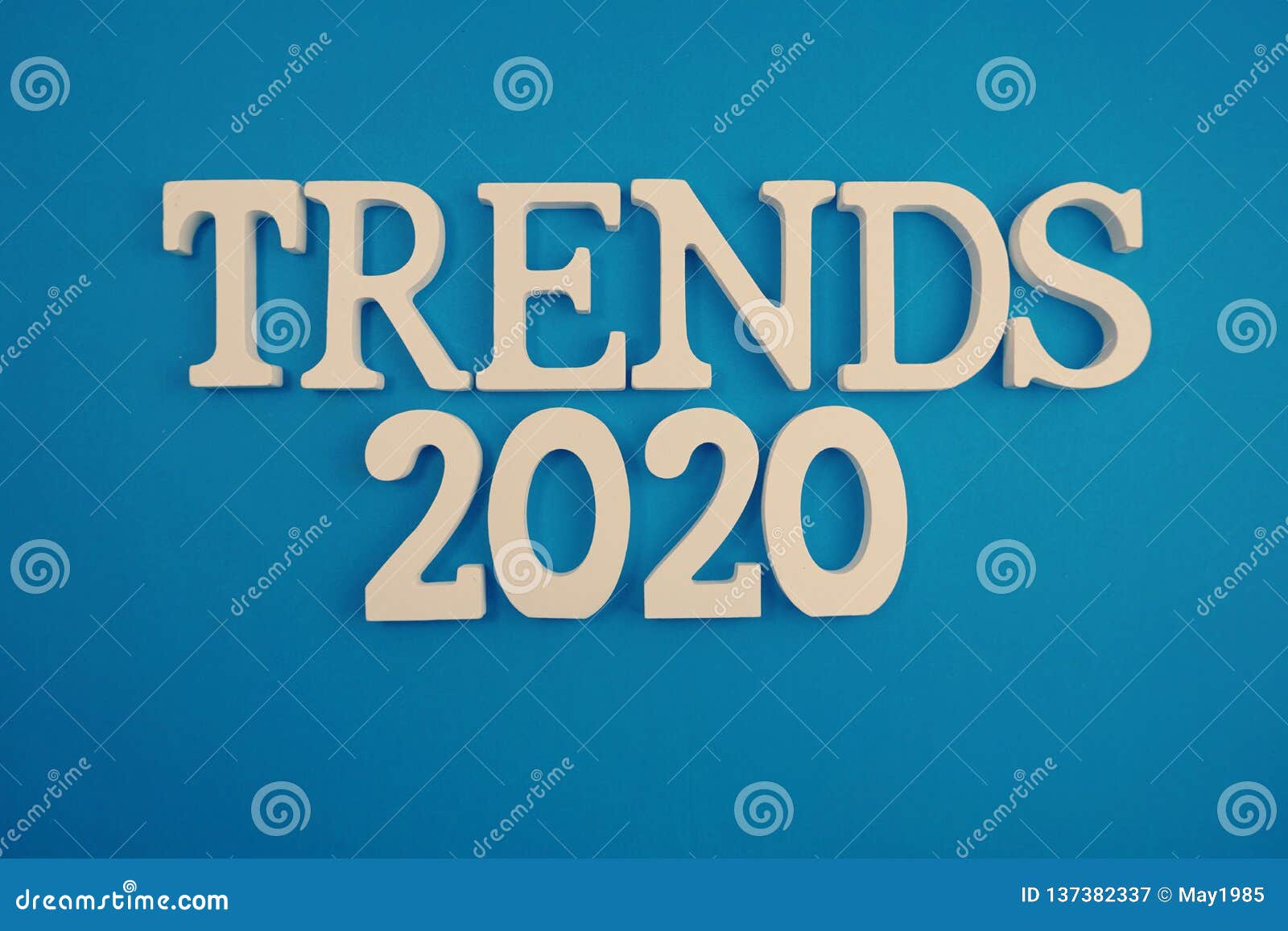 Trends 2020 Word Alphabet Letters on Blue Background Stock Image ...