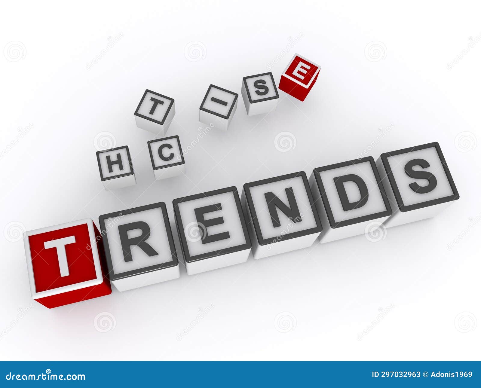 Trends word block on white stock illustration. Illustration of word ...
