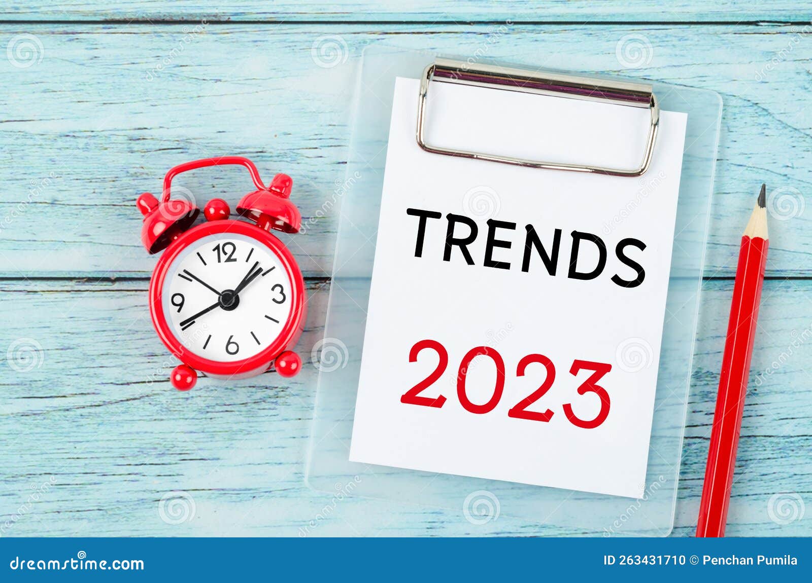 The Trends 2023 Year with Alarm Clock. Change and Determination Concept ...