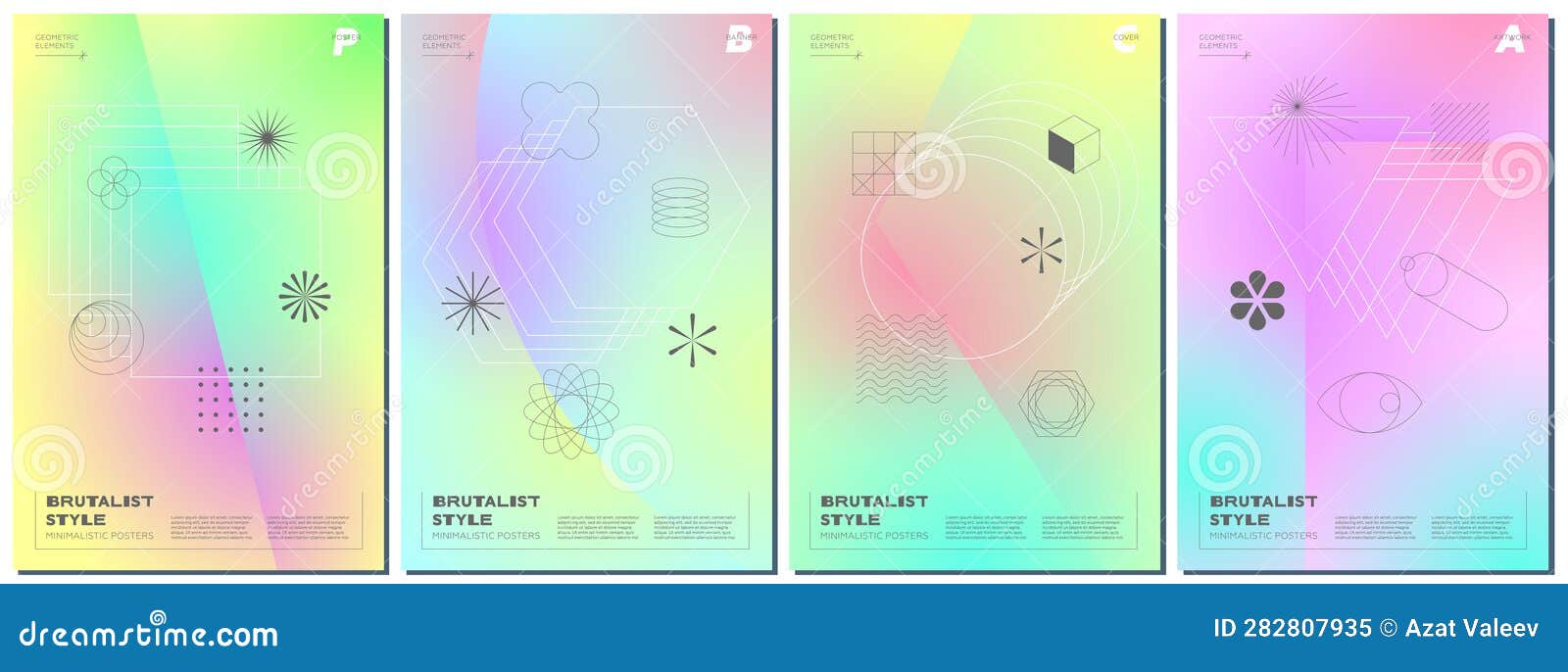 Trendy Abstract Brutalism Poster Set with Minimalistic Geometric Shapes ... Trendy Abstract Brutalism Poster Set with Minimalistic Geometric Shapes ...