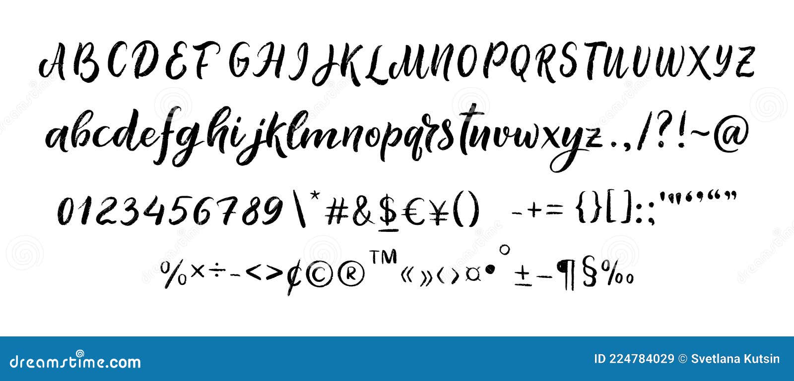 Trendy Alphabet with Hand Drawn Letters. Textured Typography Script ...