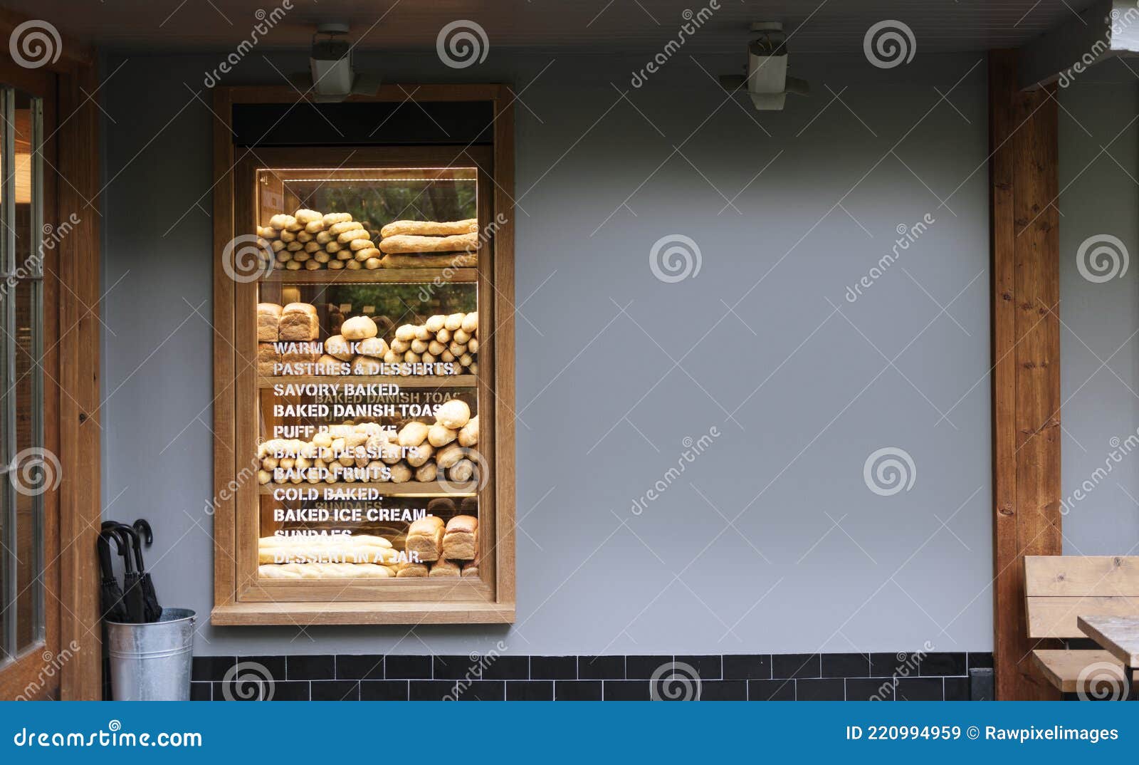 A trendy bakery shop stock image. Image of gourmet, flour - 220994959